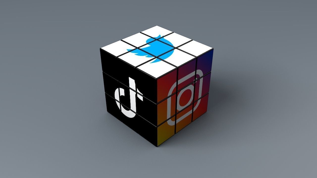 Rubik Cube social networks 3D model | CGTrader