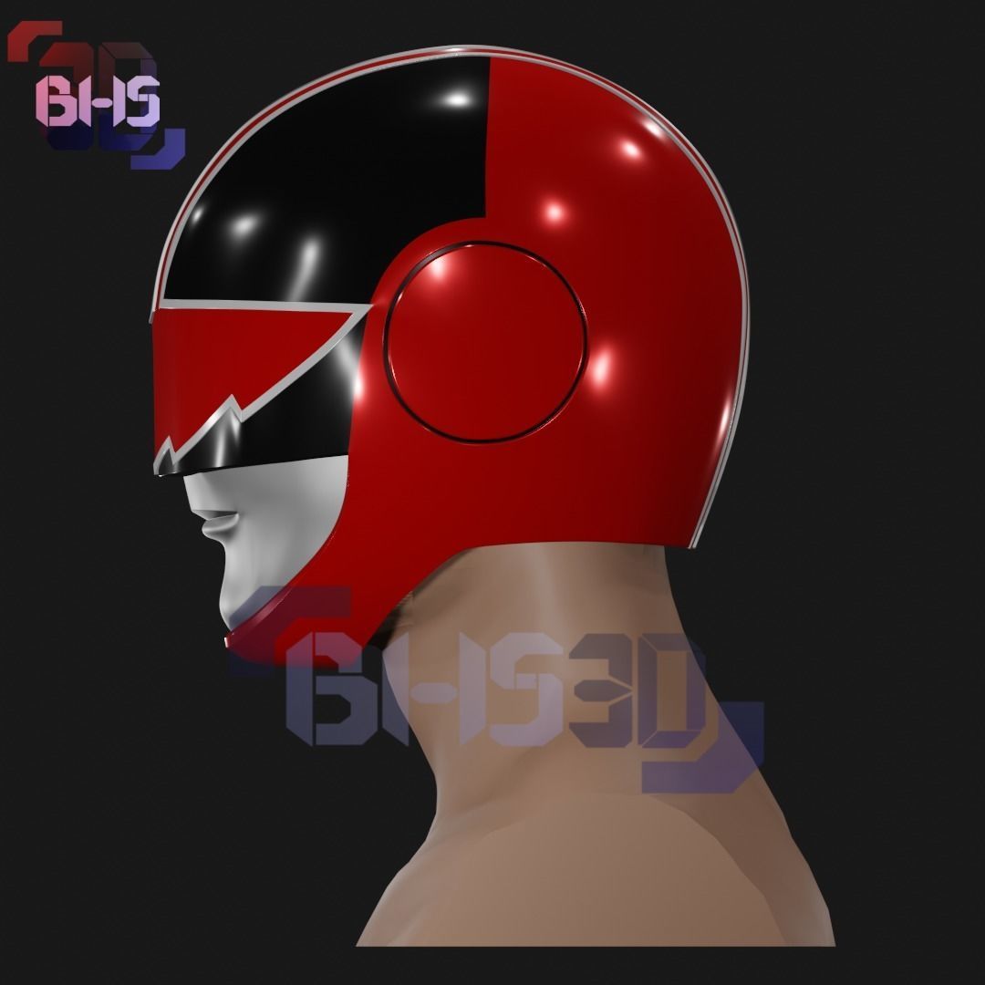 Quantum Red Ranger helmet 3D model 3D printable | CGTrader
