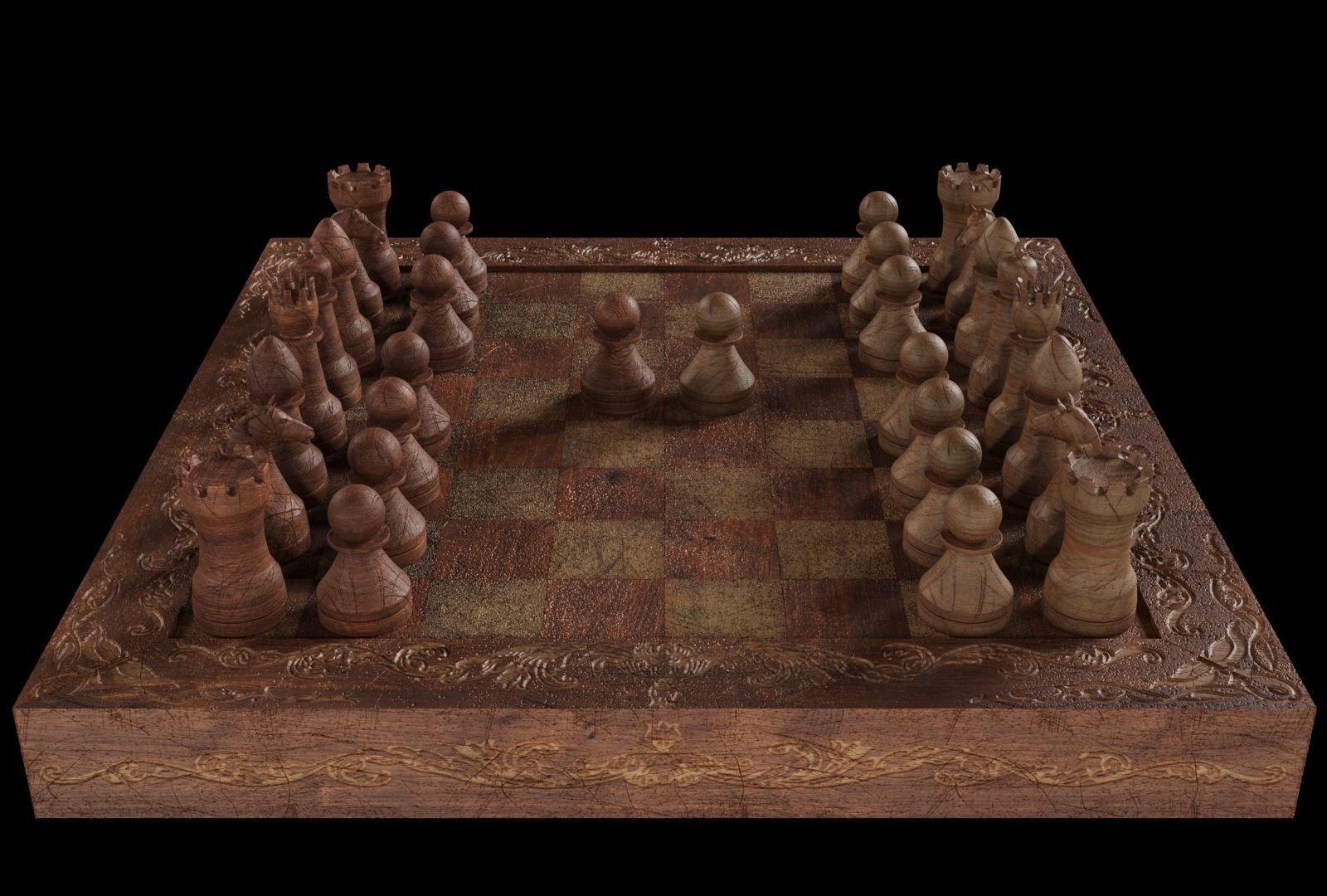 Wood Chess Set 3D model | CGTrader