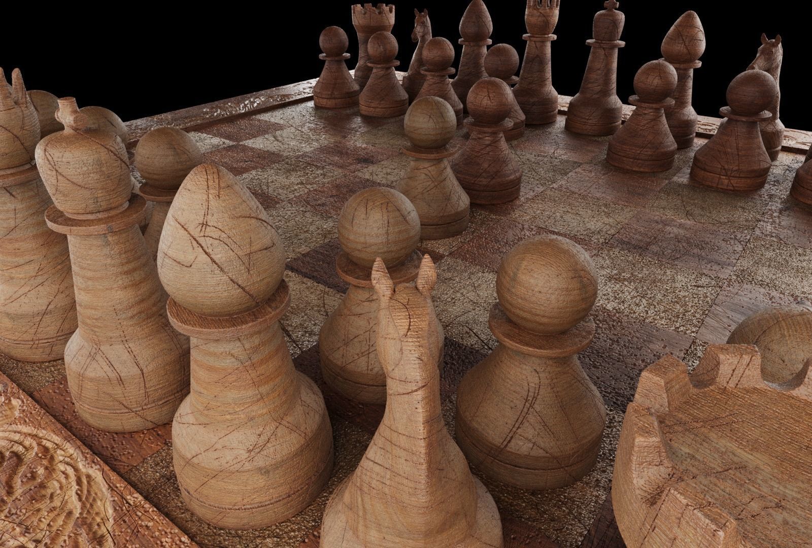 Wood Chess Set 3D model | CGTrader