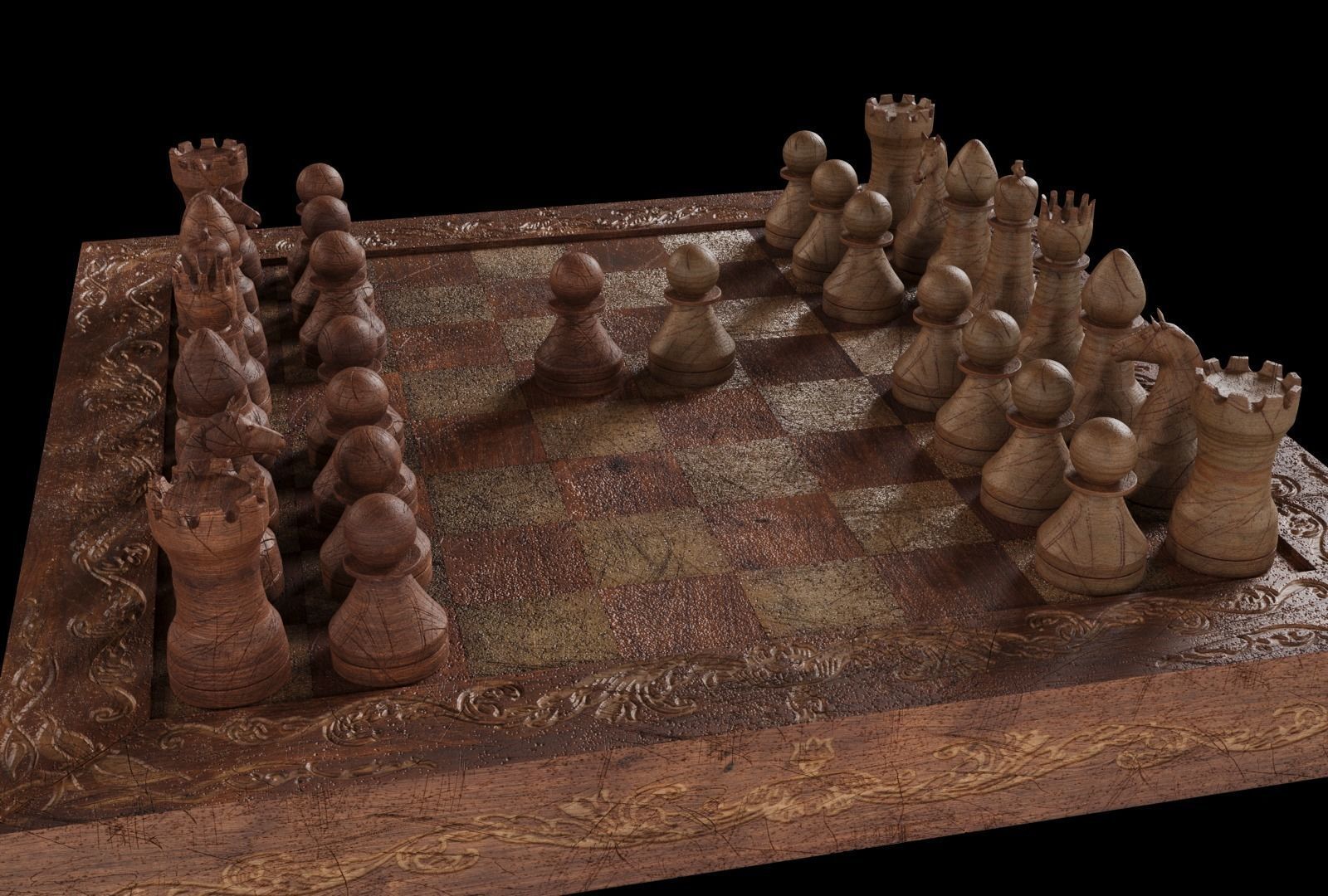 Wood Chess Set 3D model | CGTrader