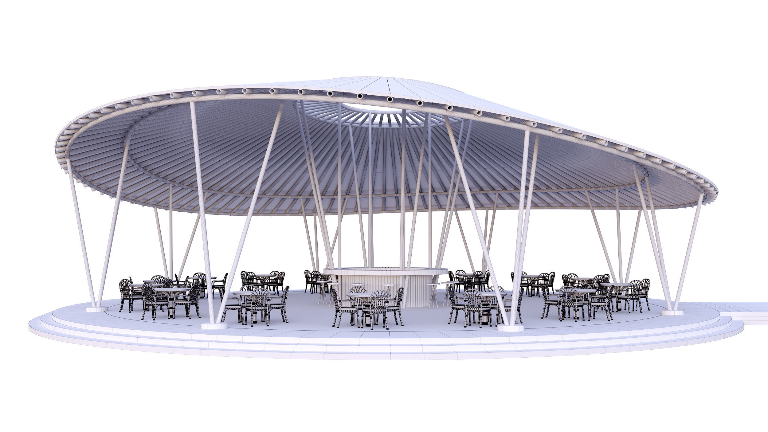 Restaurant bamboo umbrella 3D model animated | CGTrader