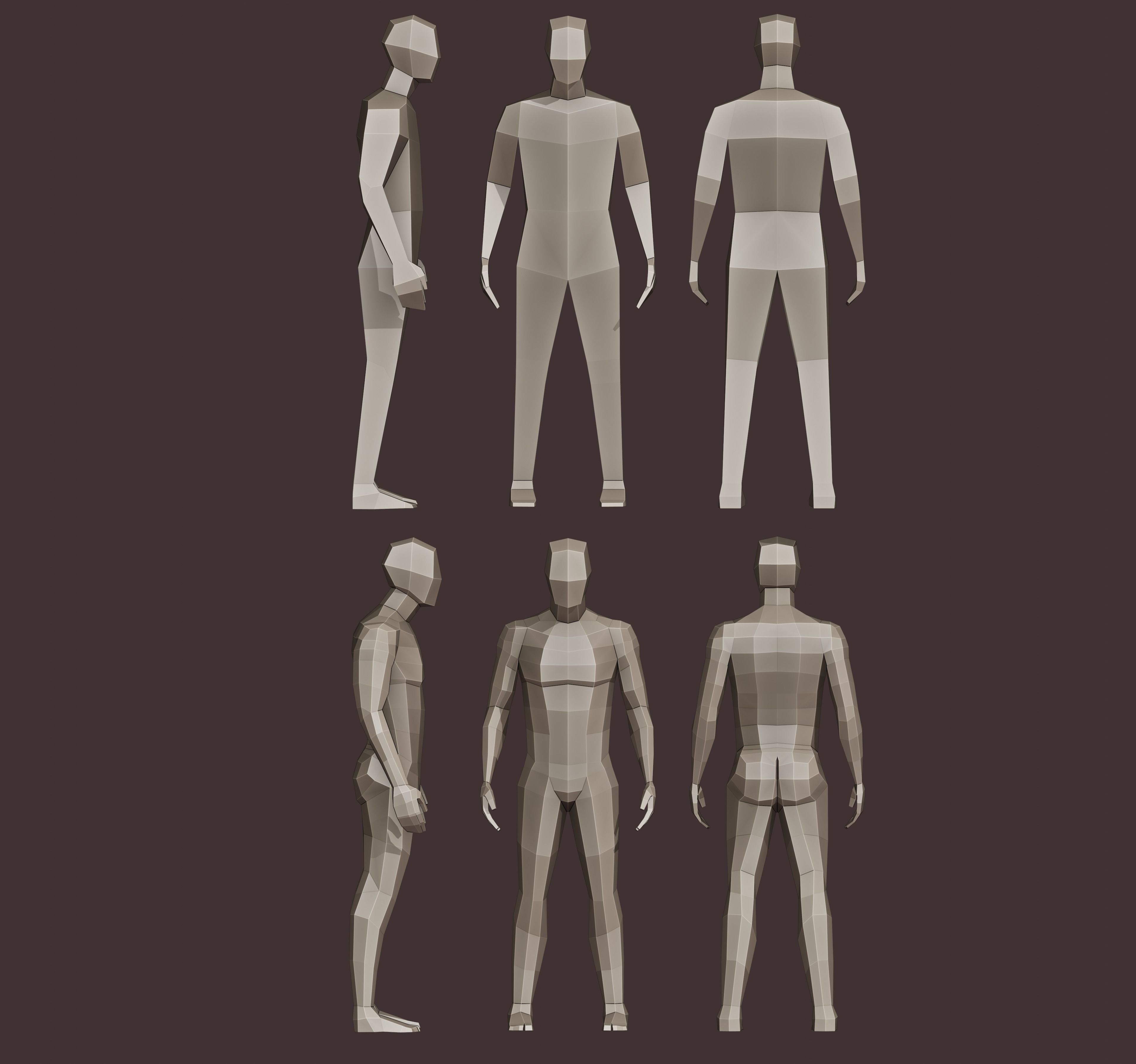low poly human different mannequins free VR / AR / low-poly 3D model ...