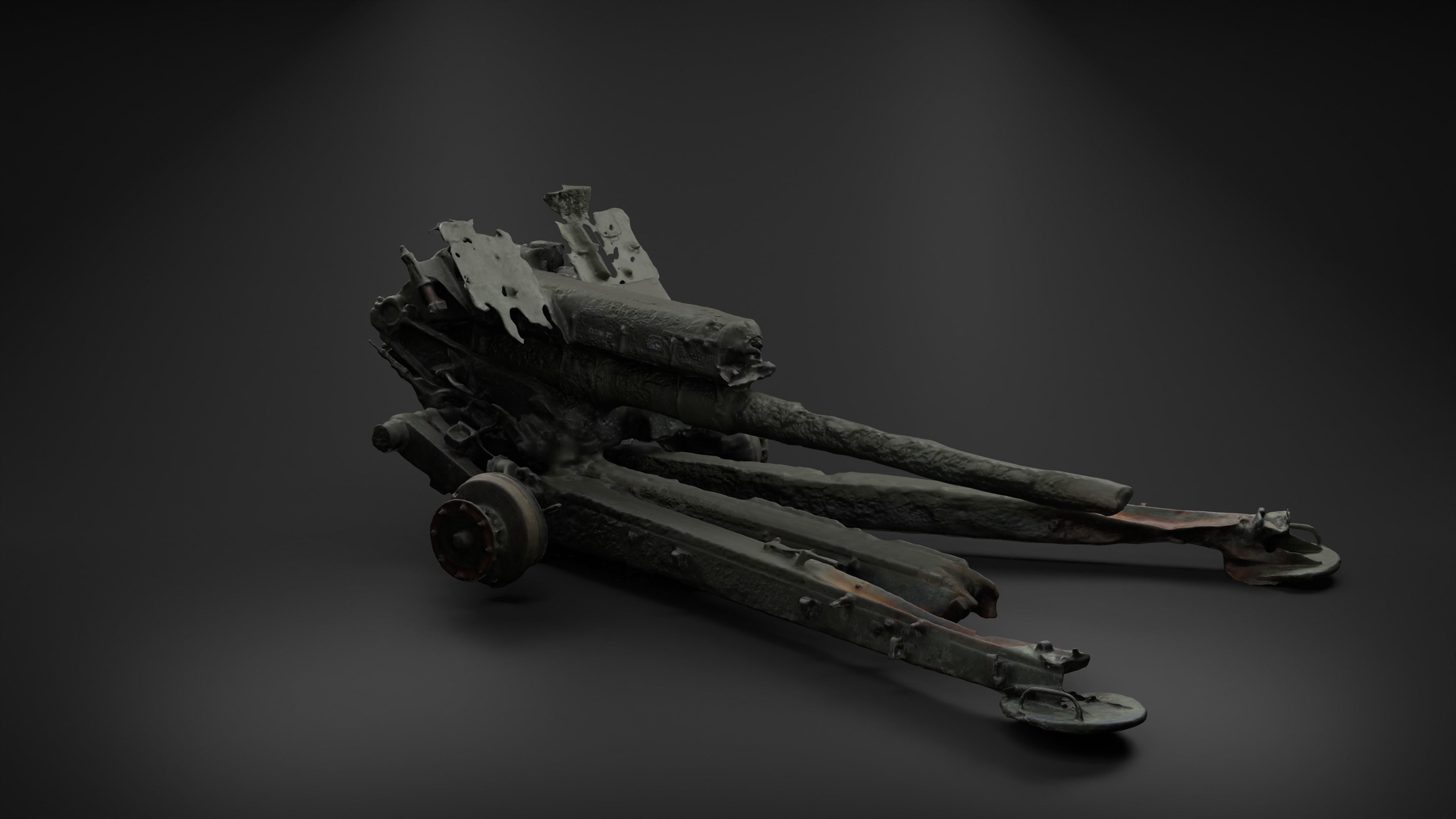 Destroyed Towed Howitzer D-30A 122mm Photoscan 3D model | CGTrader