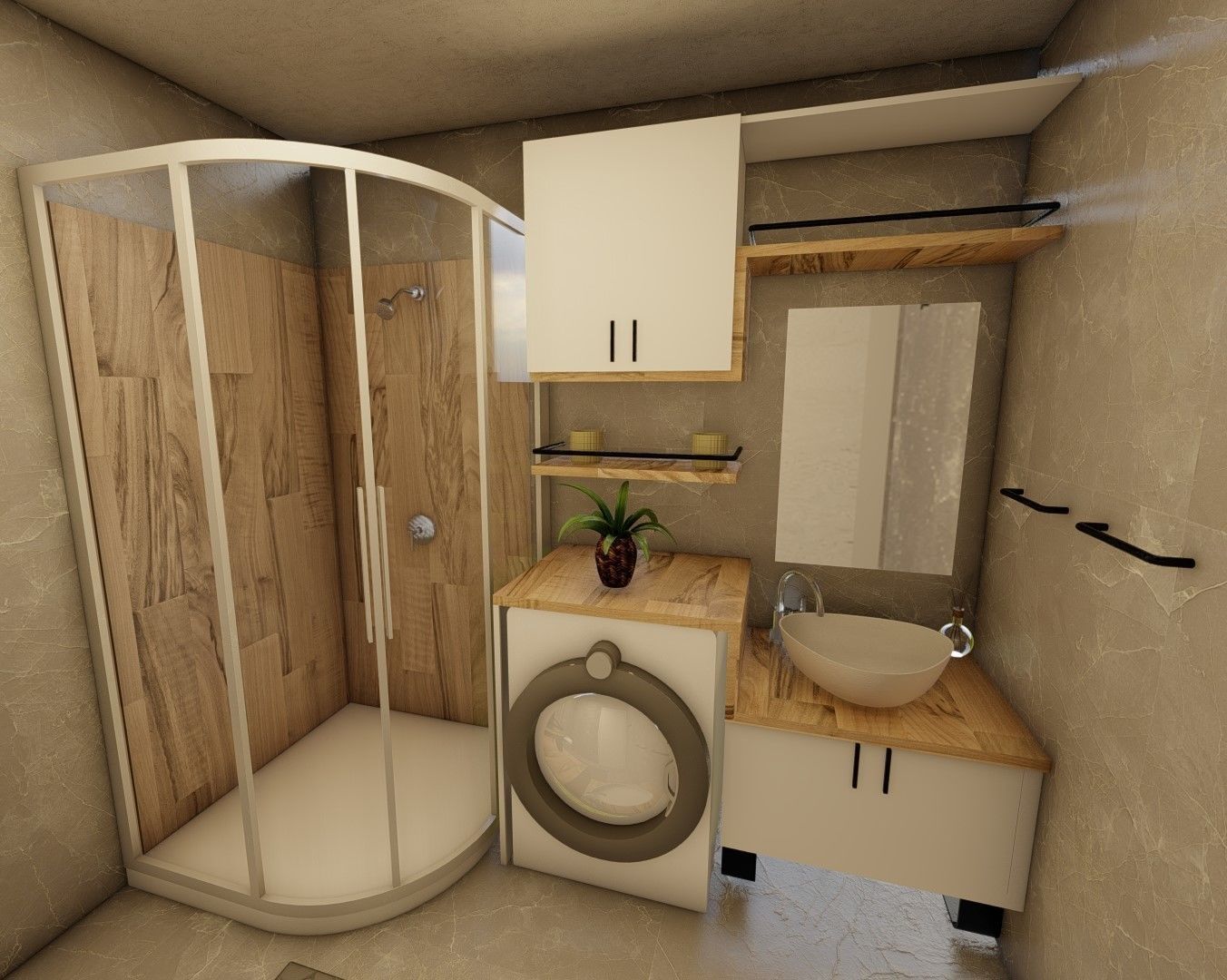 Bathroom Vanity Unit with Washing Machine 3D model | CGTrader