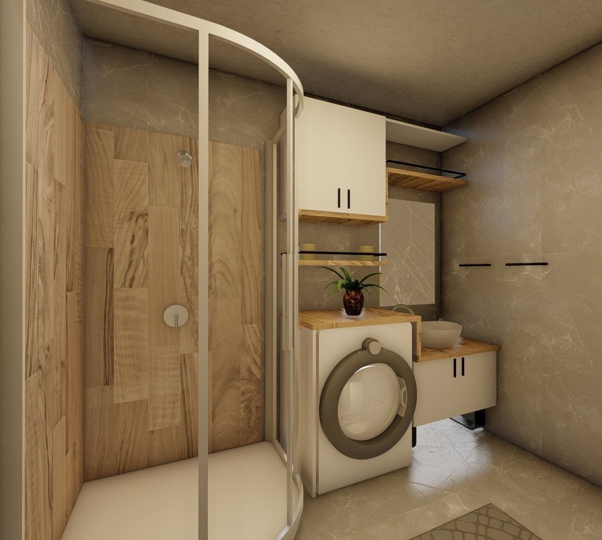 Bathroom Vanity Unit with Washing Machine 3D model | CGTrader