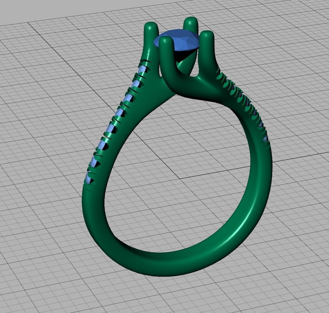 40 pointer Stone Solitaire Promise Ring French Pave Setting 3D model 3D ...