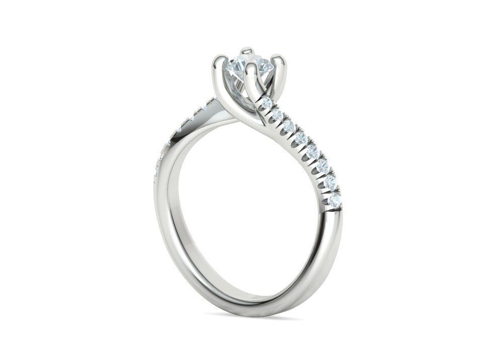 40 pointer Stone Solitaire Promise Ring French Pave Setting 3D model 3D ...