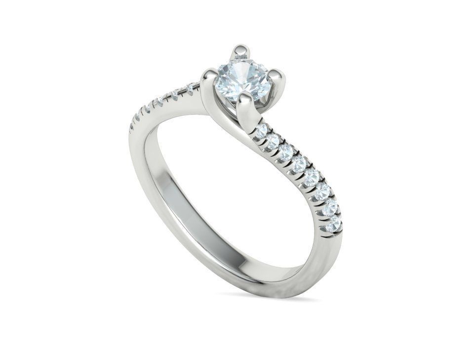 40 pointer Stone Solitaire Promise Ring French Pave Setting 3D model 3D ...