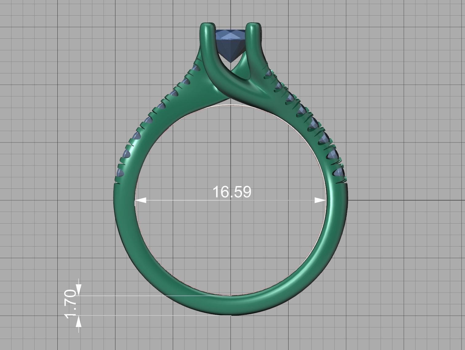 40 pointer Stone Solitaire Promise Ring French Pave Setting 3D model 3D ...