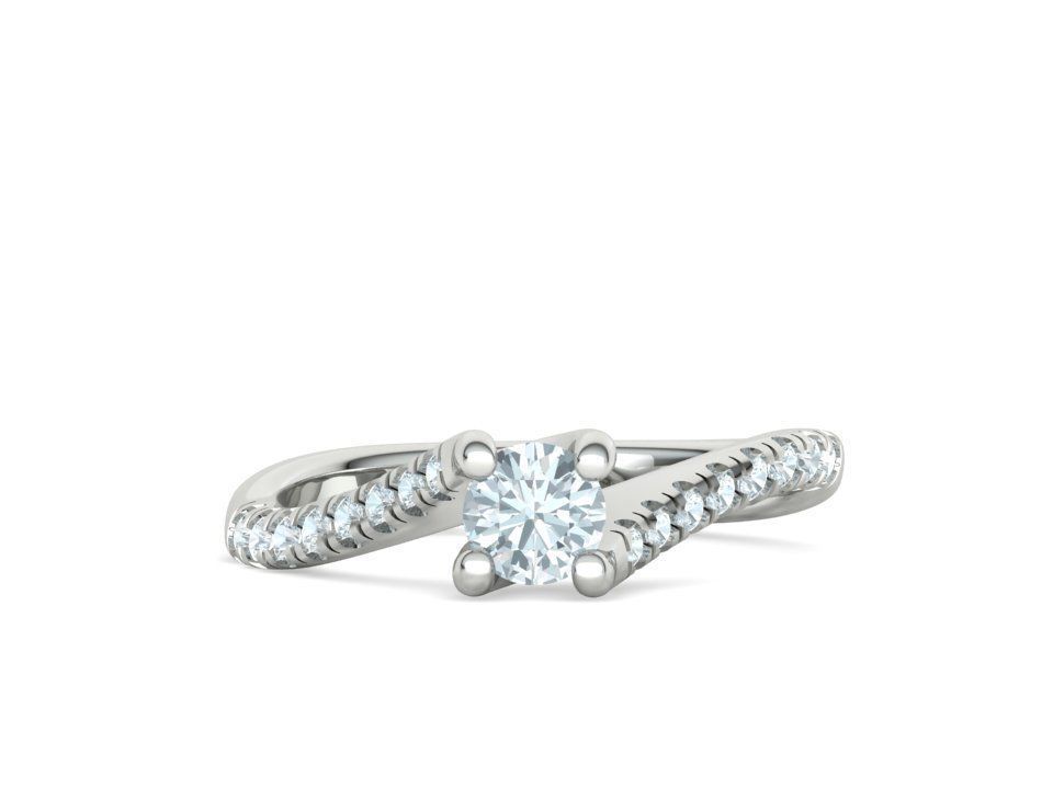 40 pointer Stone Solitaire Promise Ring French Pave Setting 3D model 3D ...