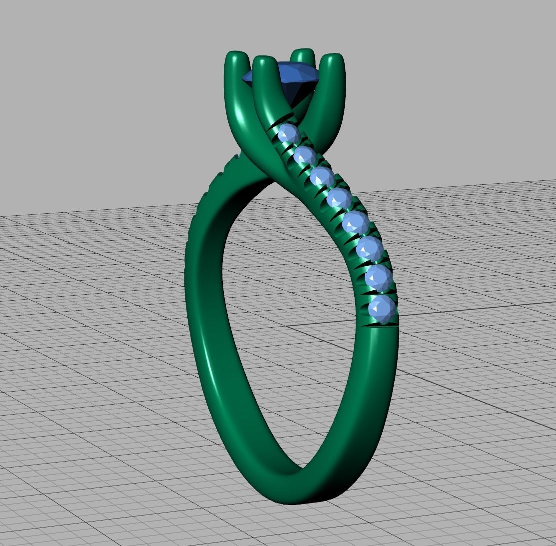 40 pointer Stone Solitaire Promise Ring French Pave Setting 3D model 3D ...