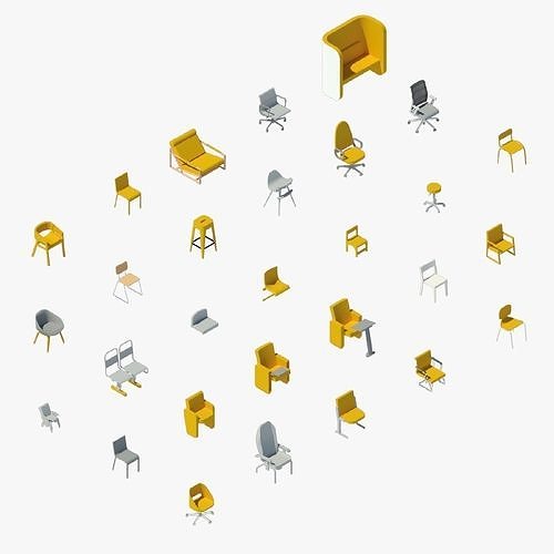 Chairs Seats - Pack of revit families 3D model | CGTrader