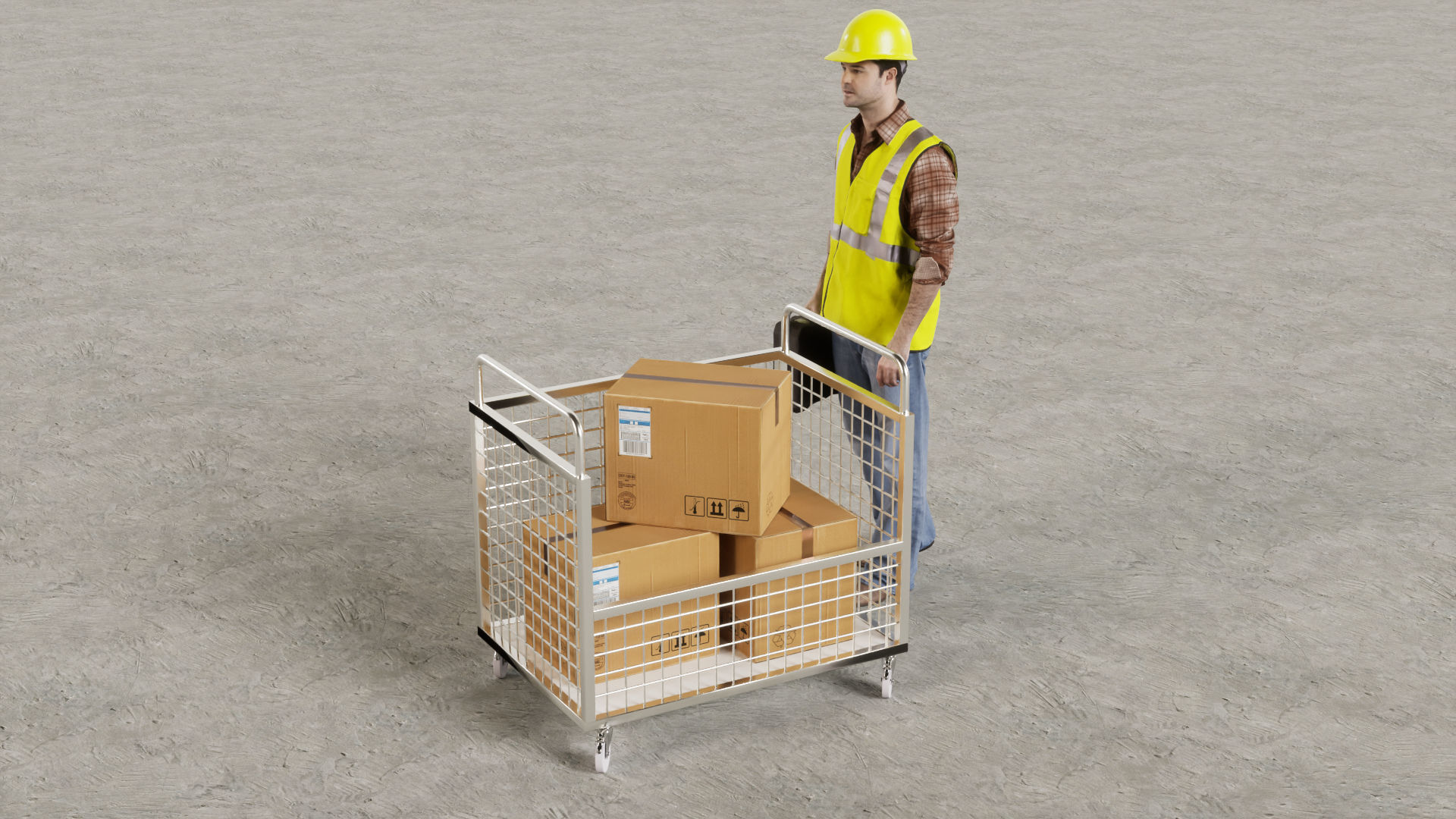 3D Industrial Goods Transport Trolley 3D model | CGTrader