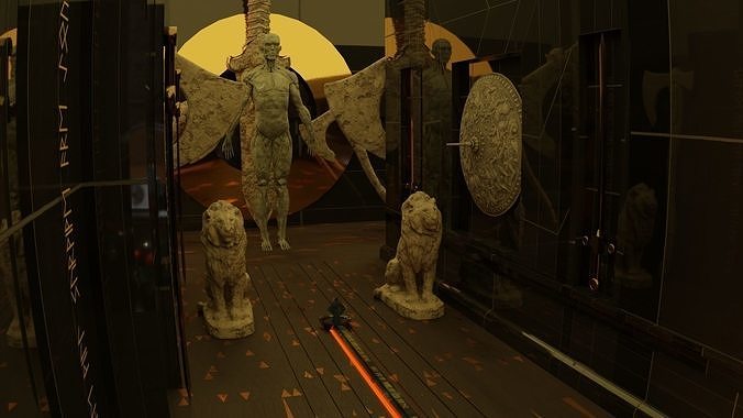DEMENSION hallway with statues in it 3D model | CGTrader