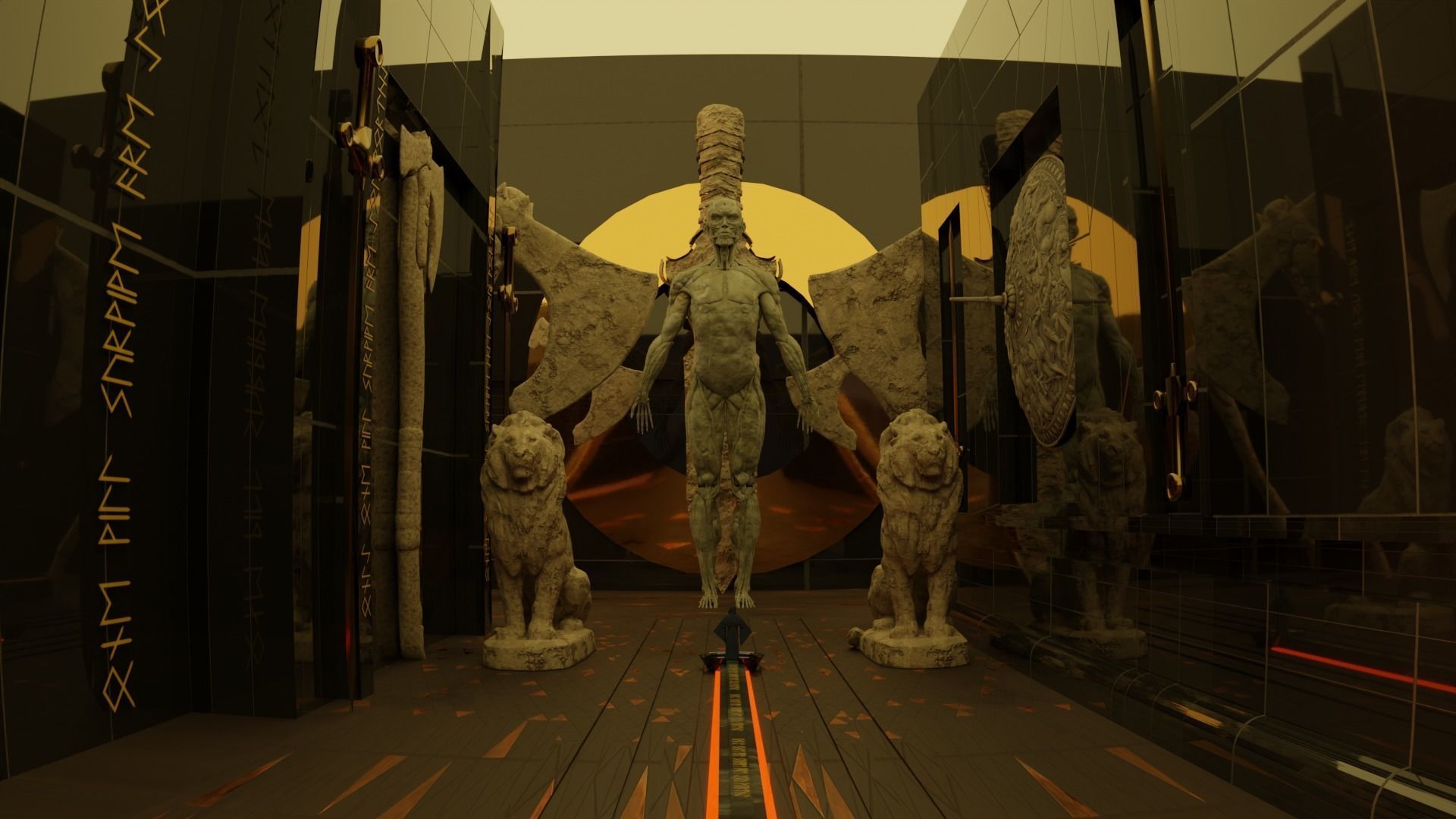 DEMENSION hallway with statues in it 3D model | CGTrader