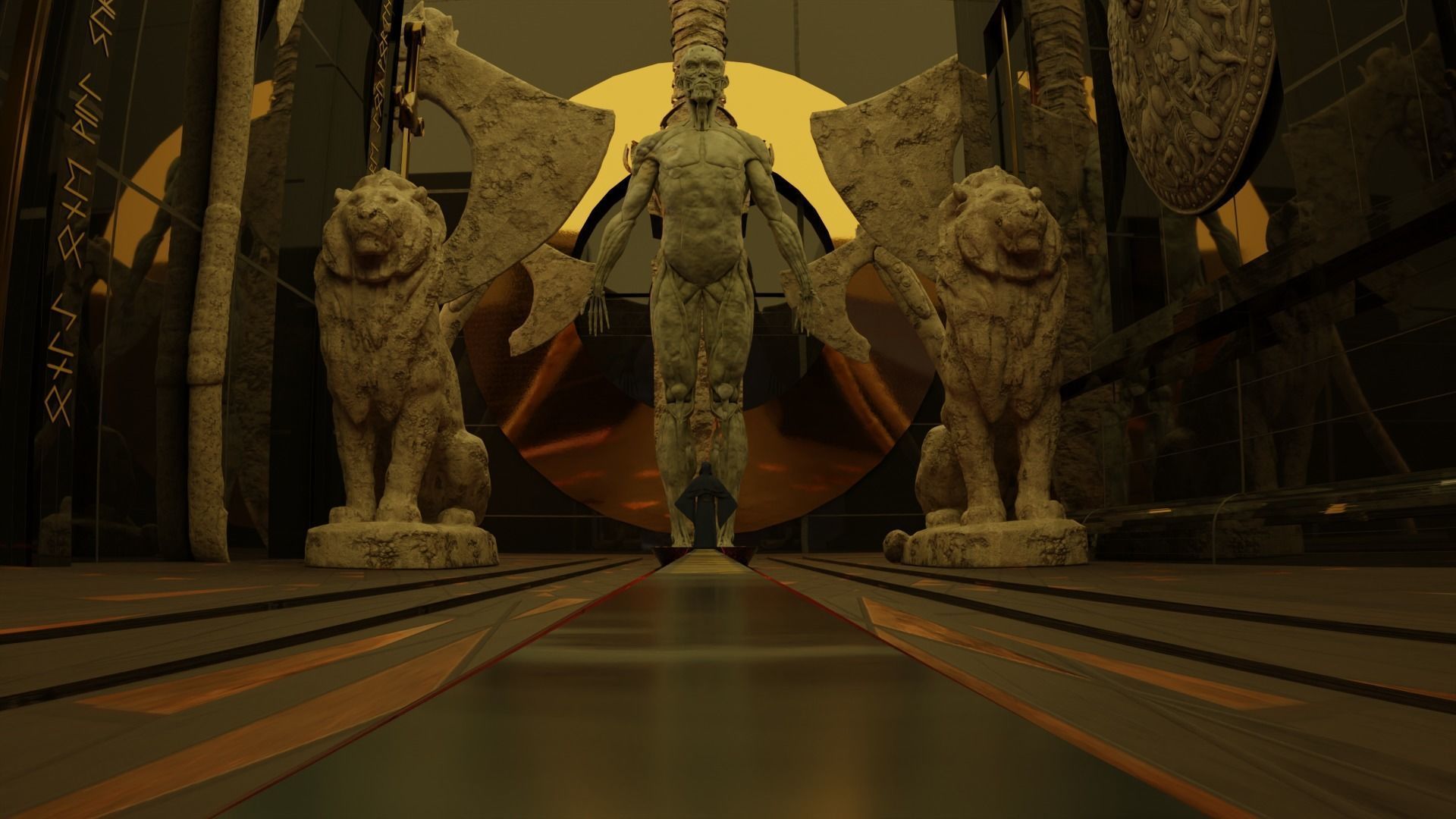DEMENSION hallway with statues in it 3D model | CGTrader