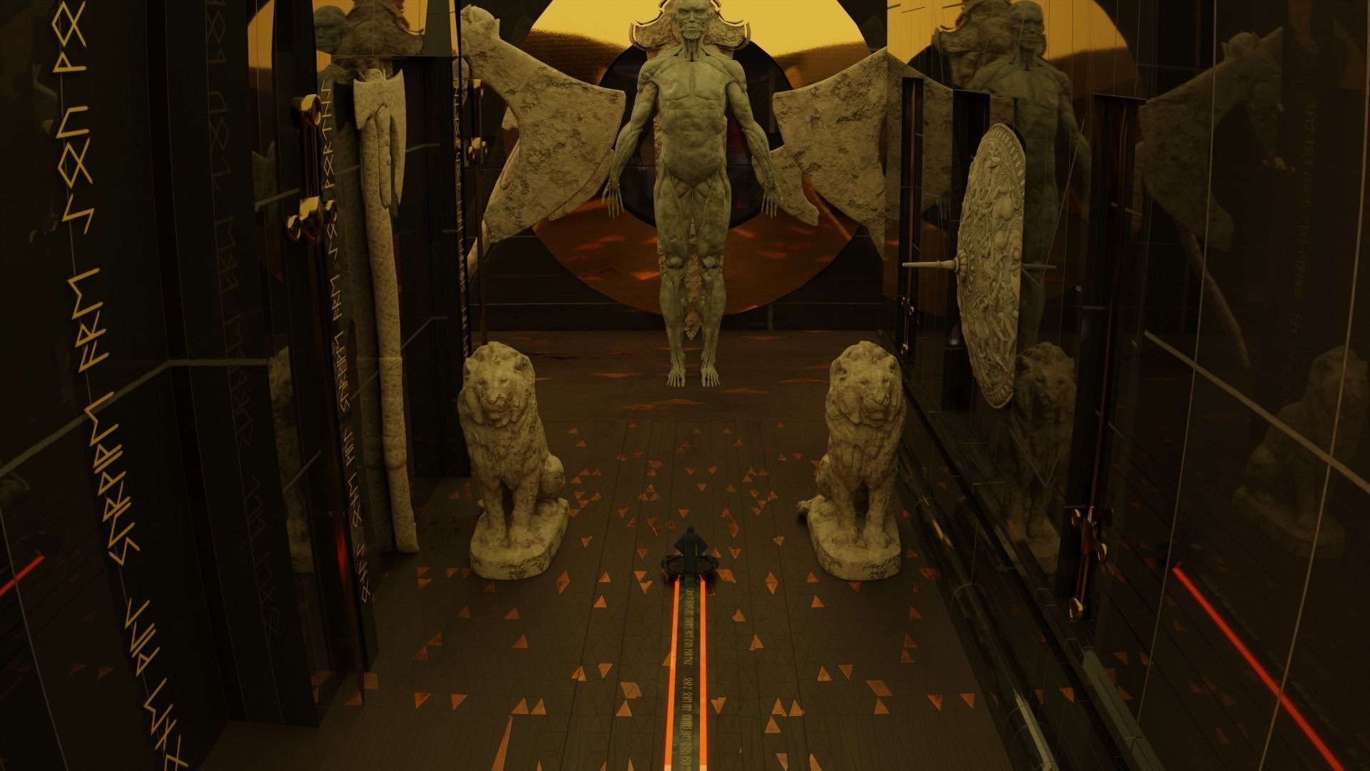 DEMENSION hallway with statues in it 3D model | CGTrader