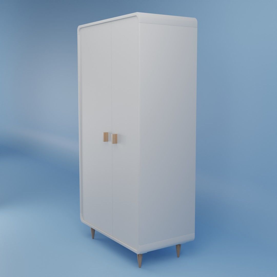 White MDF Wardrobe CL110 free 3D model | CGTrader