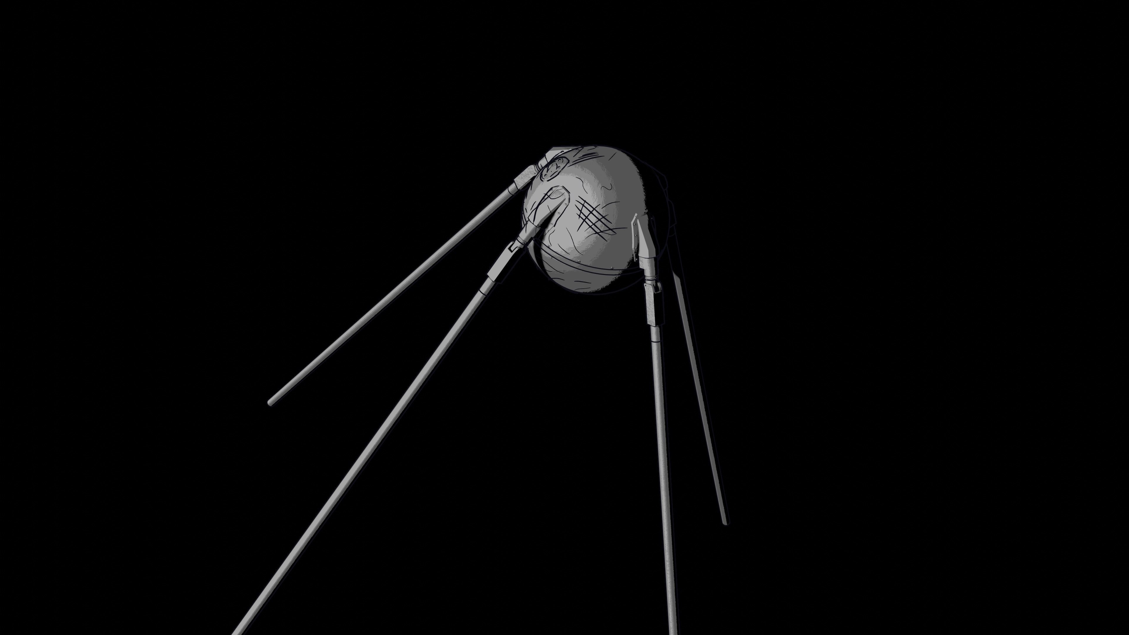 Sputnik 1 kite flying in night sky free VR / AR / low-poly 3D model ...