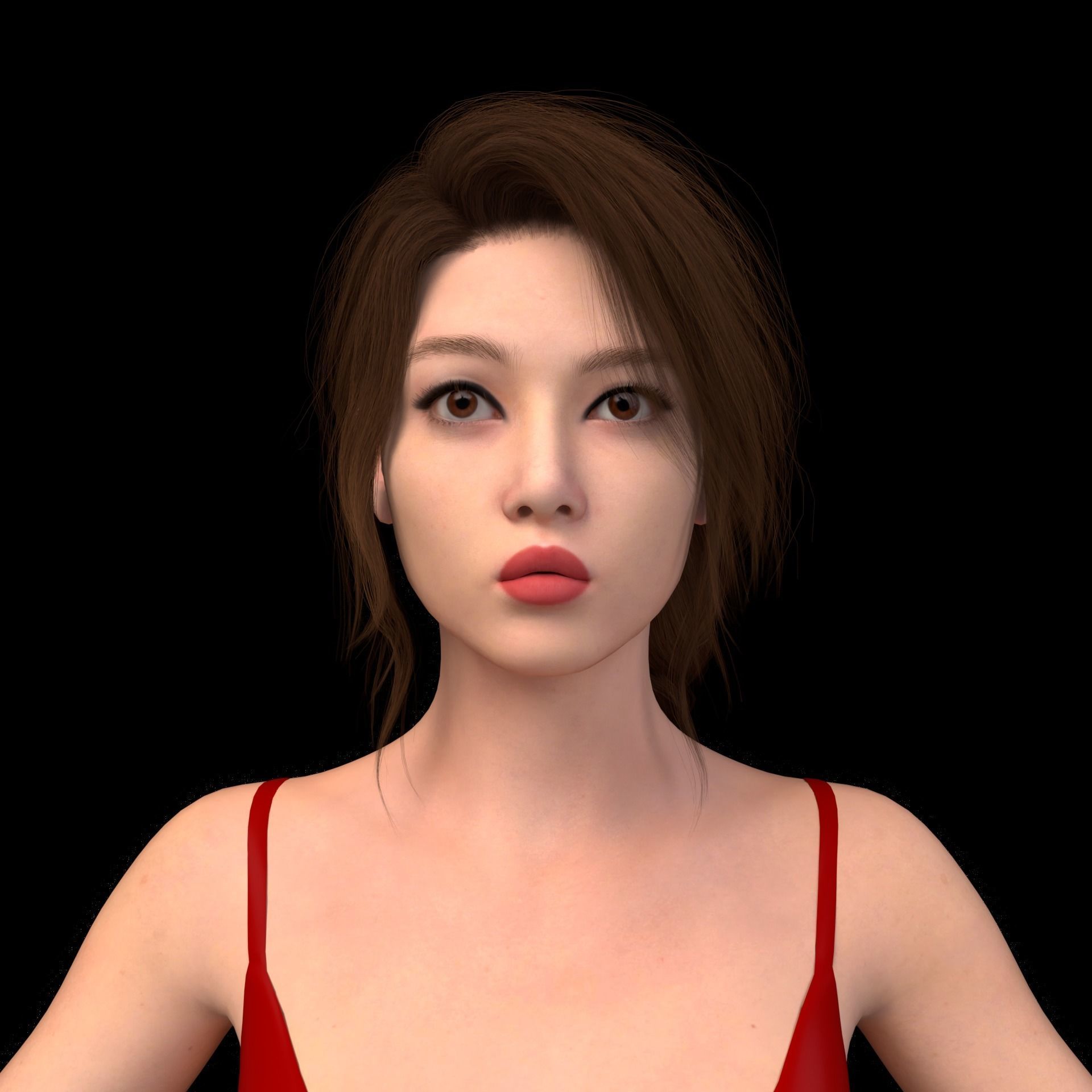 Realistic Beautiful Female Model In Red Dresses 3d Model Rigged Cgtrader