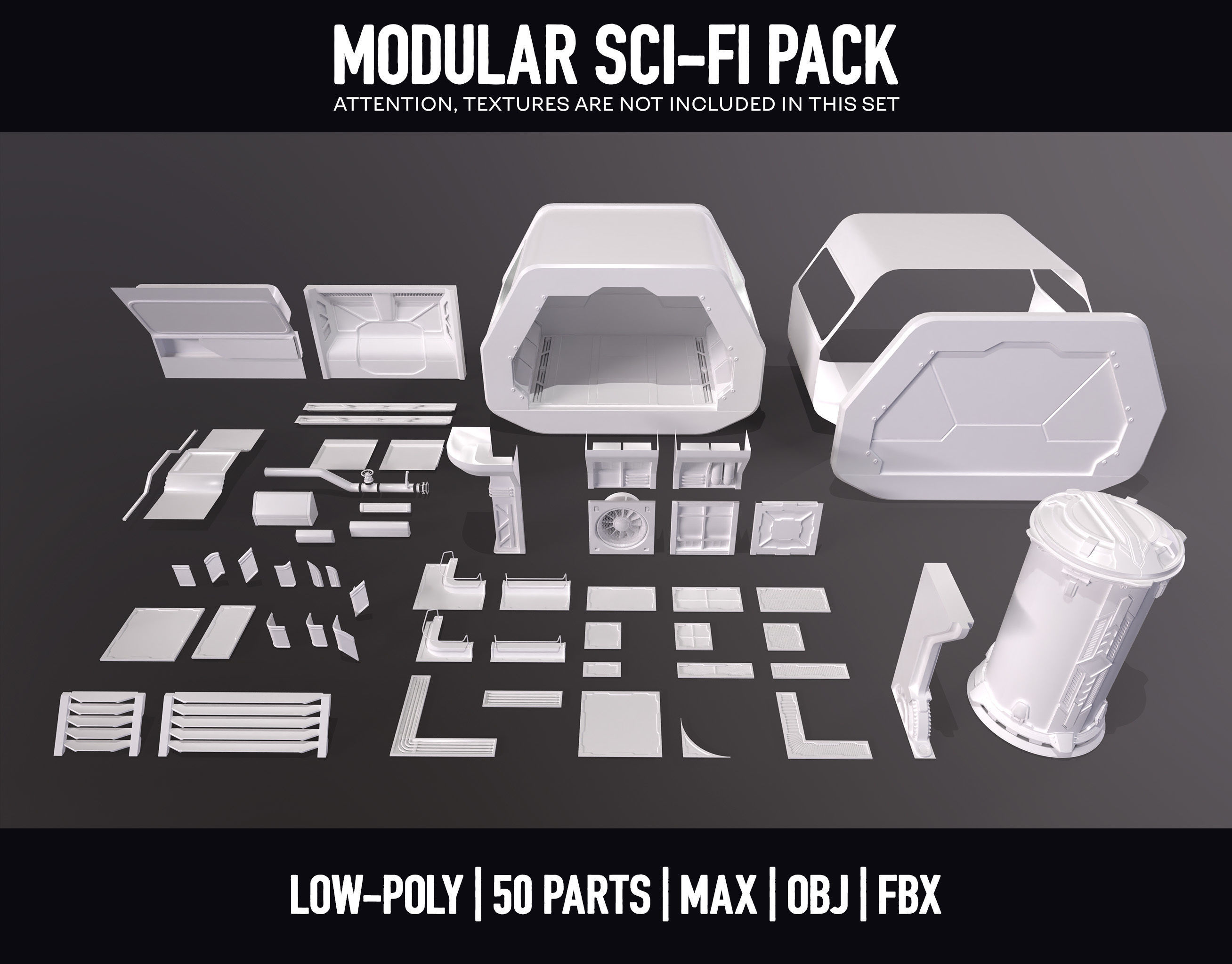3D model Modular Sci-Fi kitbash pack VR / AR / low-poly | CGTrader