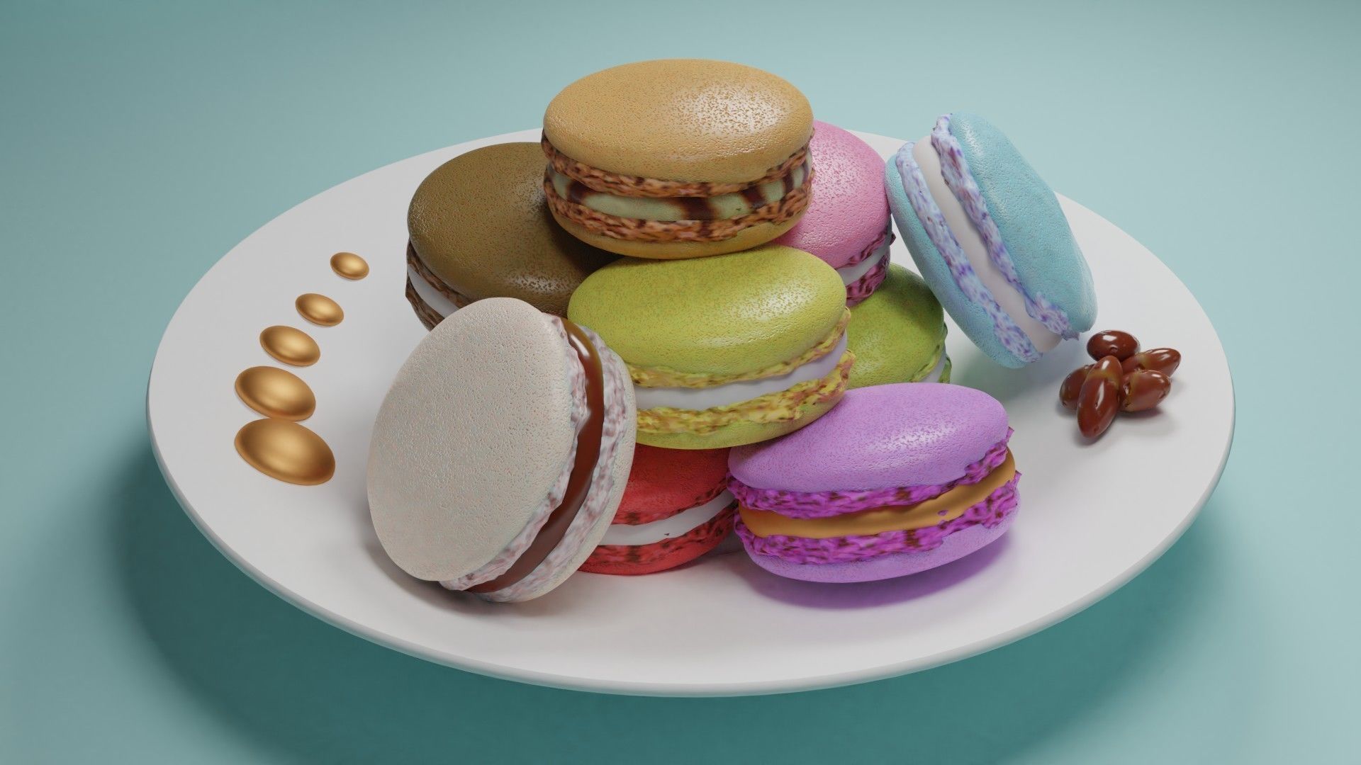 Makaron colorful macaroons free 3D model | CGTrader
