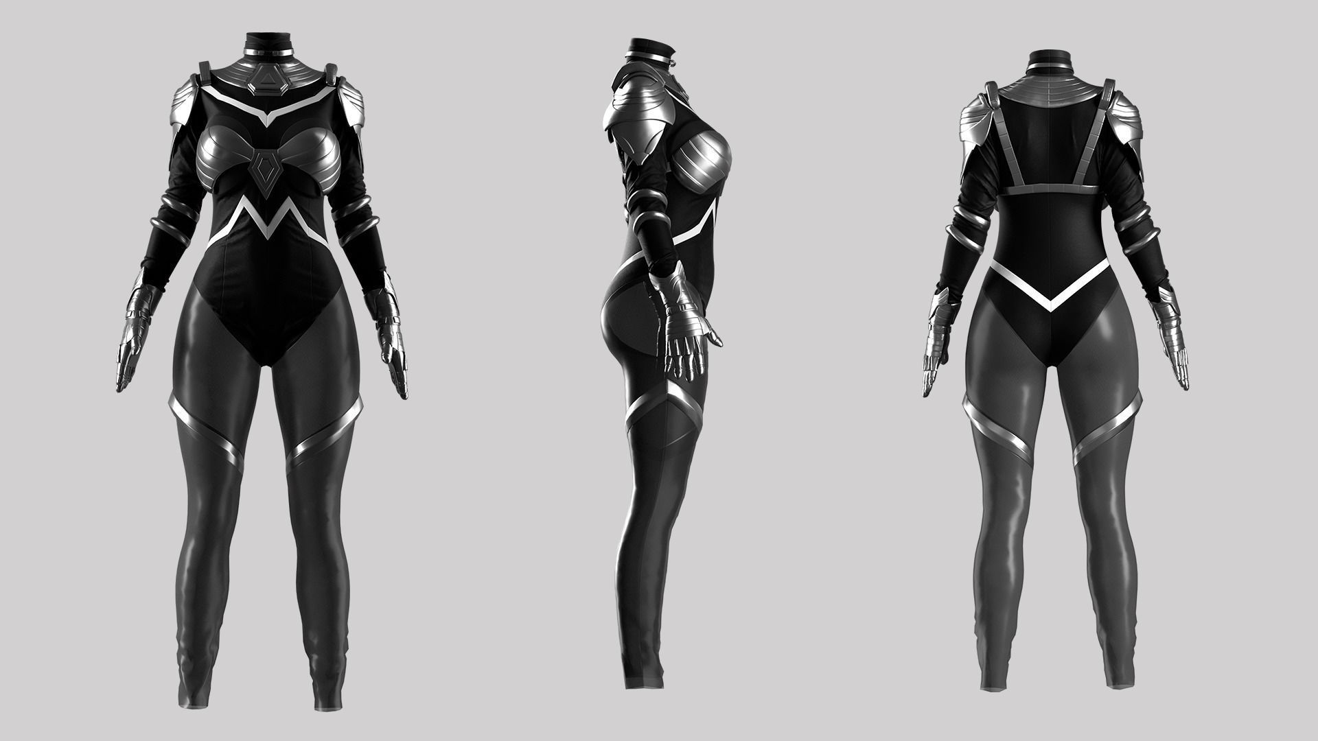 Steel Woman Armor Marvelous Designer Project 3D model | CGTrader