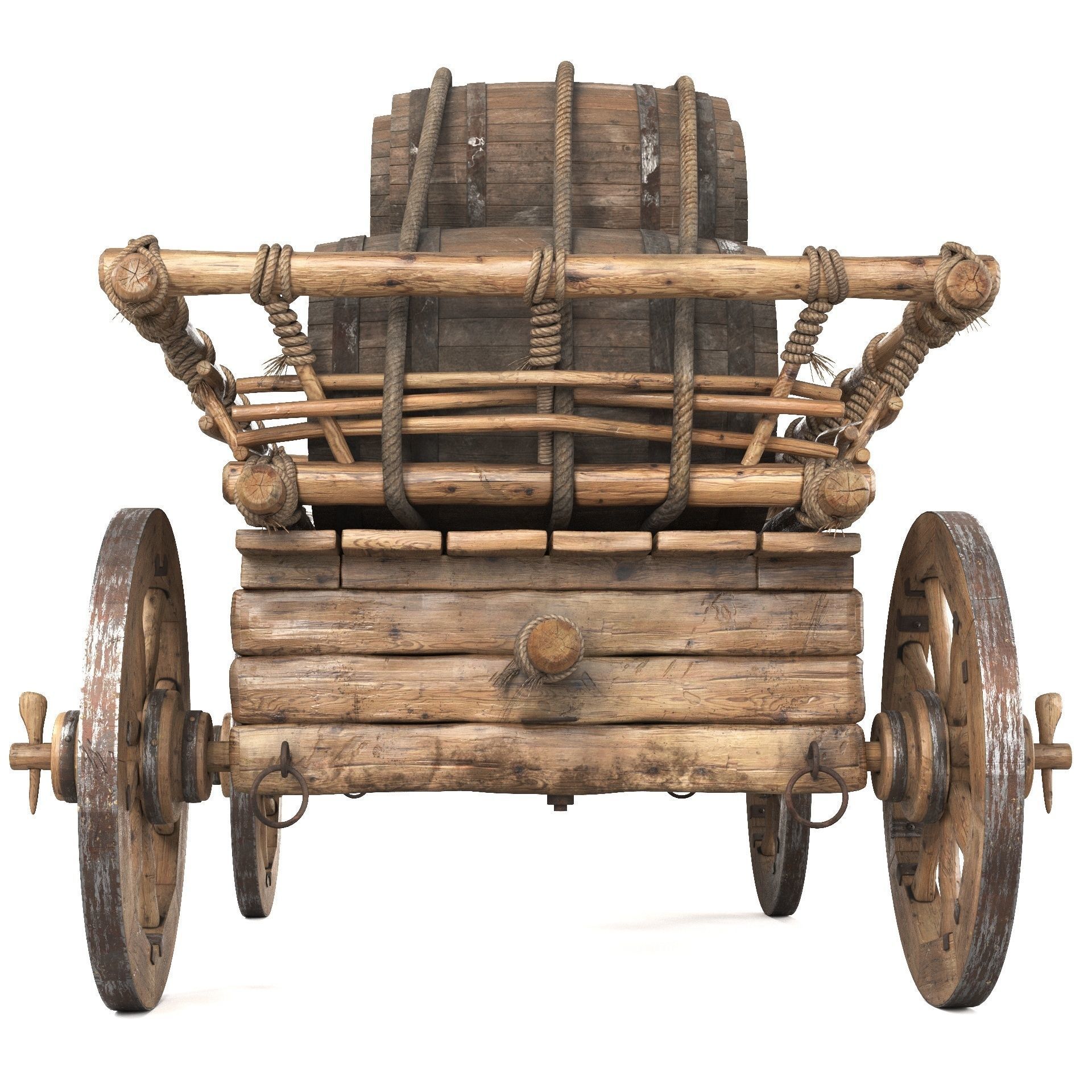 Medieval cart with barrels 3D model | CGTrader