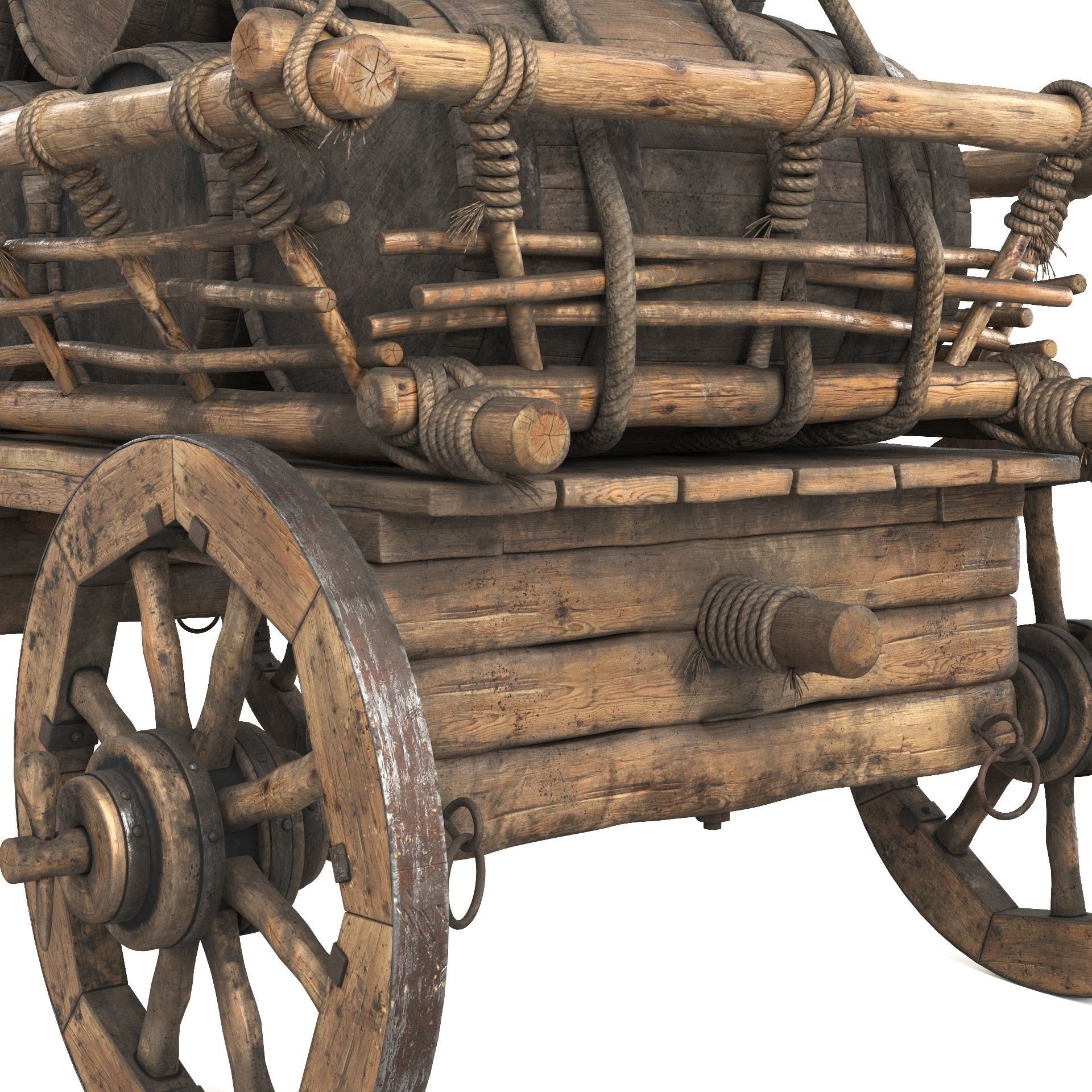 Medieval cart with barrels 3D model | CGTrader