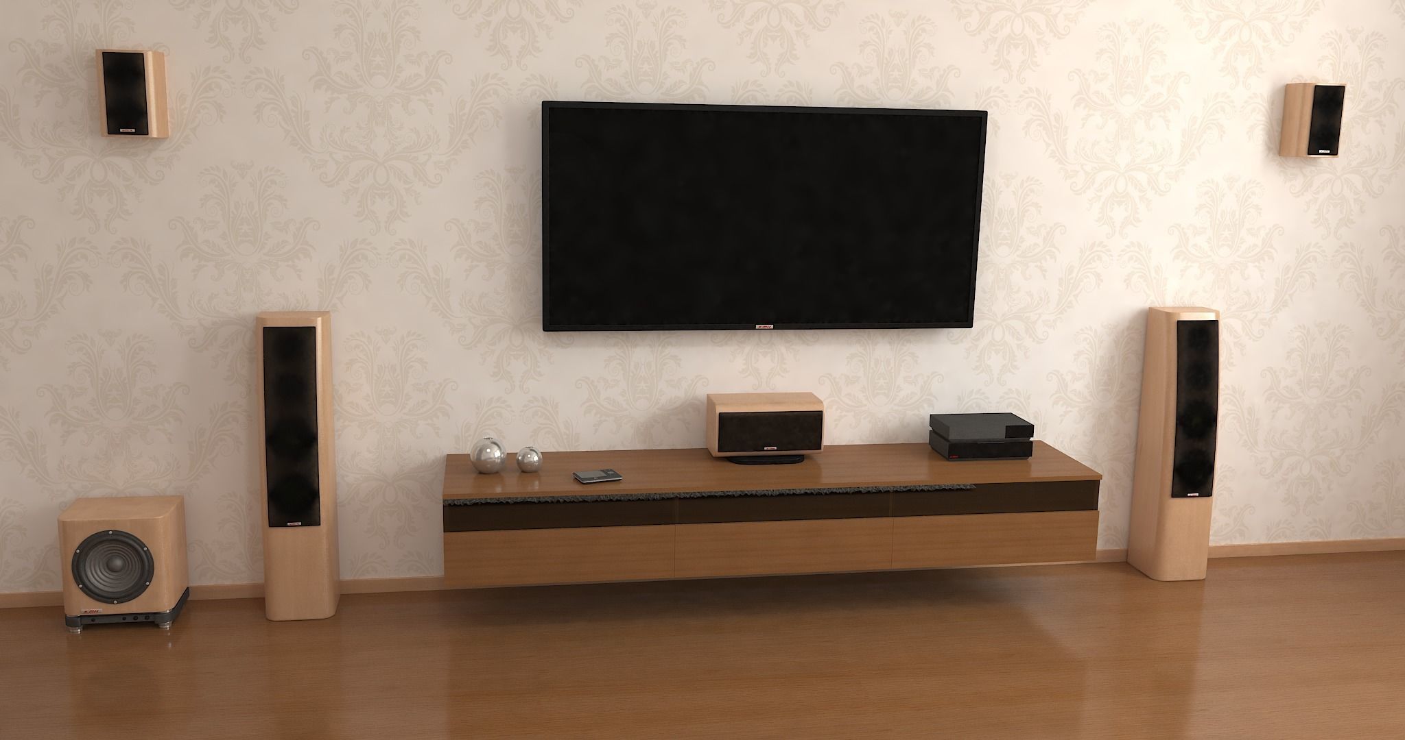 TV and HiFi surround sound system 3D model | CGTrader