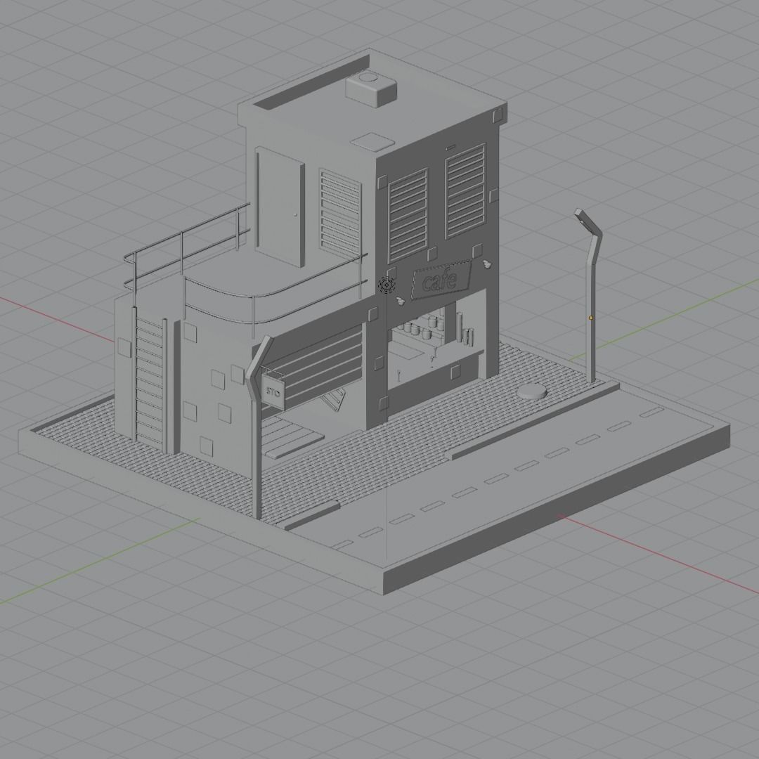 3D model 2 storey cafe low-poly game-ready VR / AR / low-poly | CGTrader