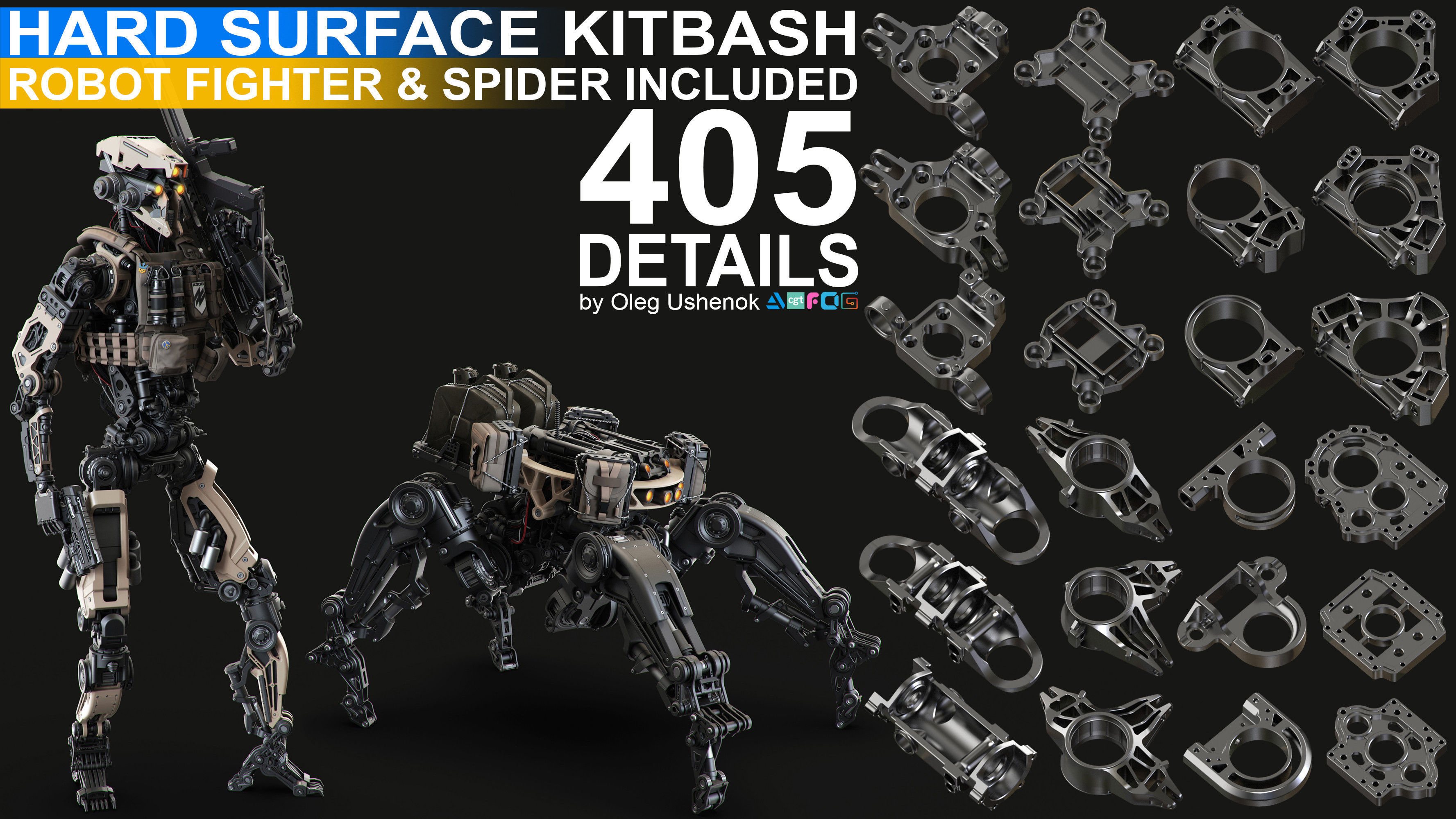 Sci-Fi Hard Surface Mechanical KITBASH 405 DETAILS 3D model | CGTrader