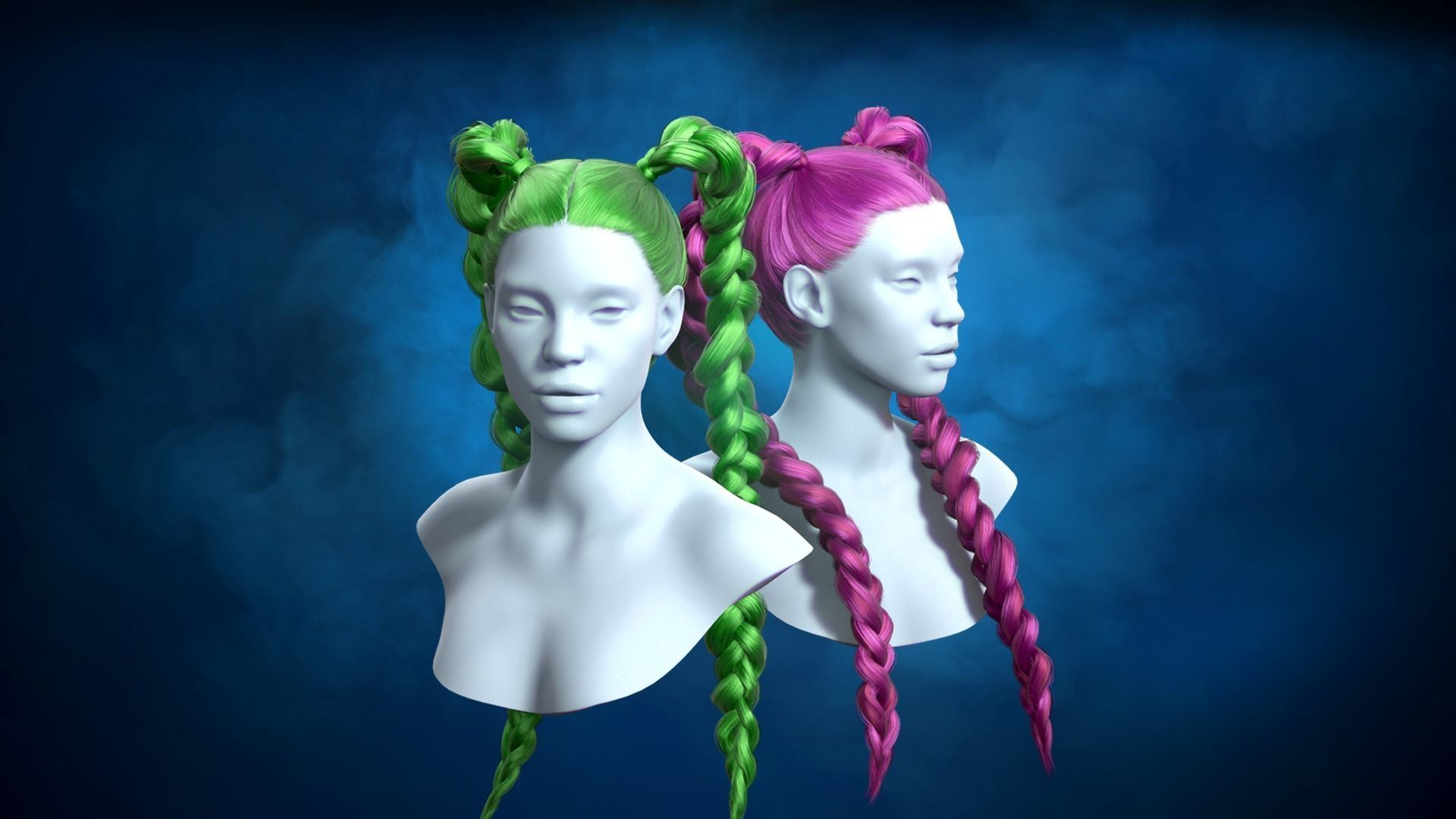 3D model Long braids VR / AR / low-poly rigged | CGTrader