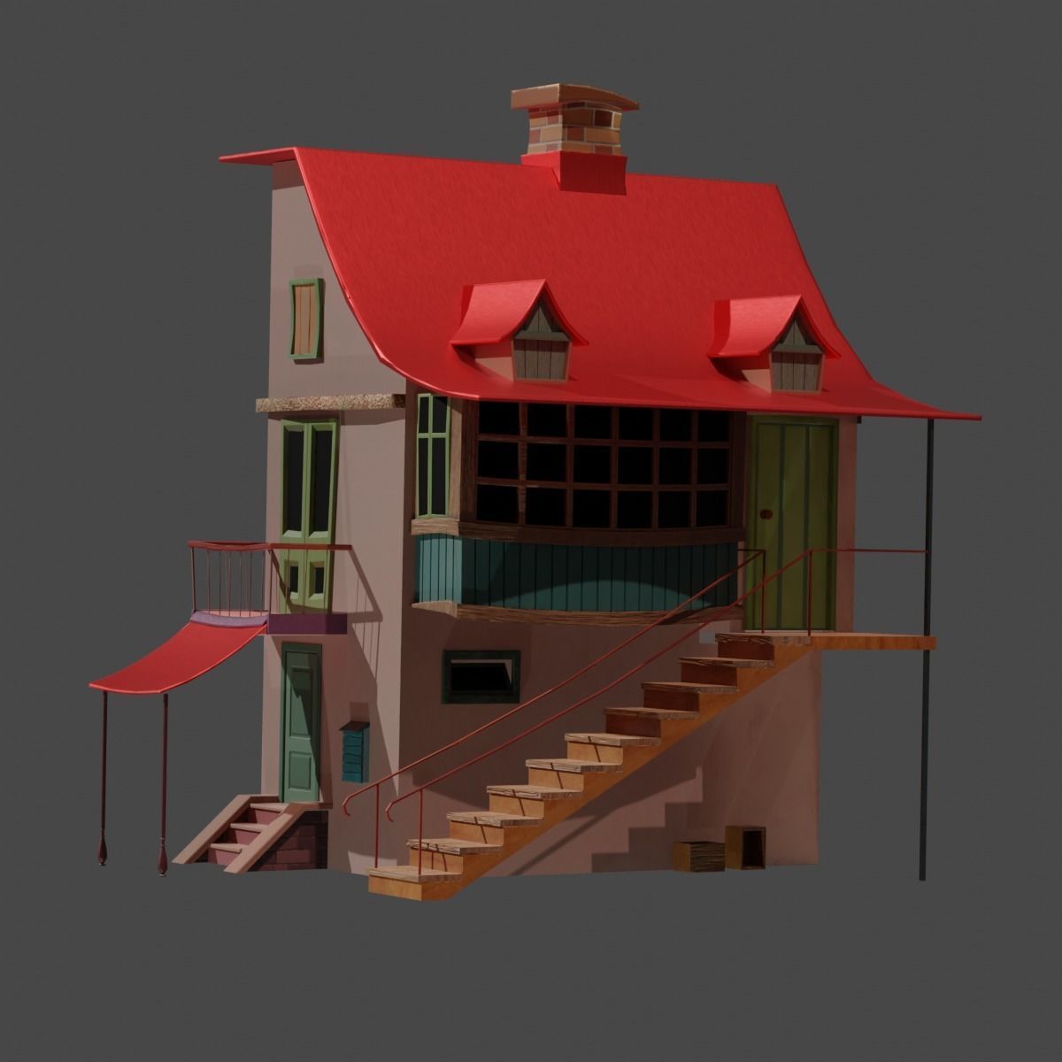 3D model low poly stylized cottages VR / AR / low-poly | CGTrader