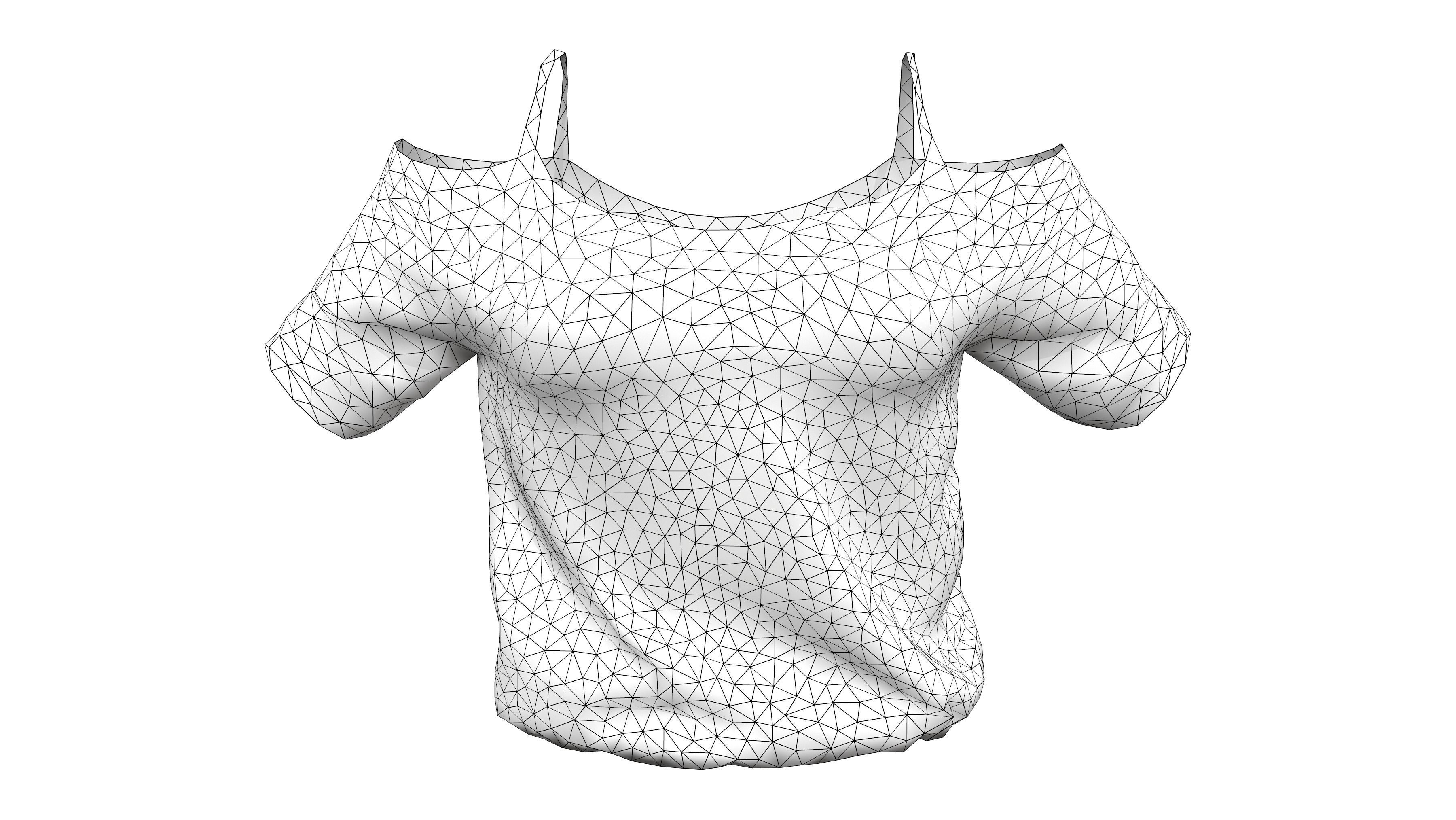 3D model Ladies Shoulder Cut-Out Tee Shirt VR / AR / low-poly | CGTrader