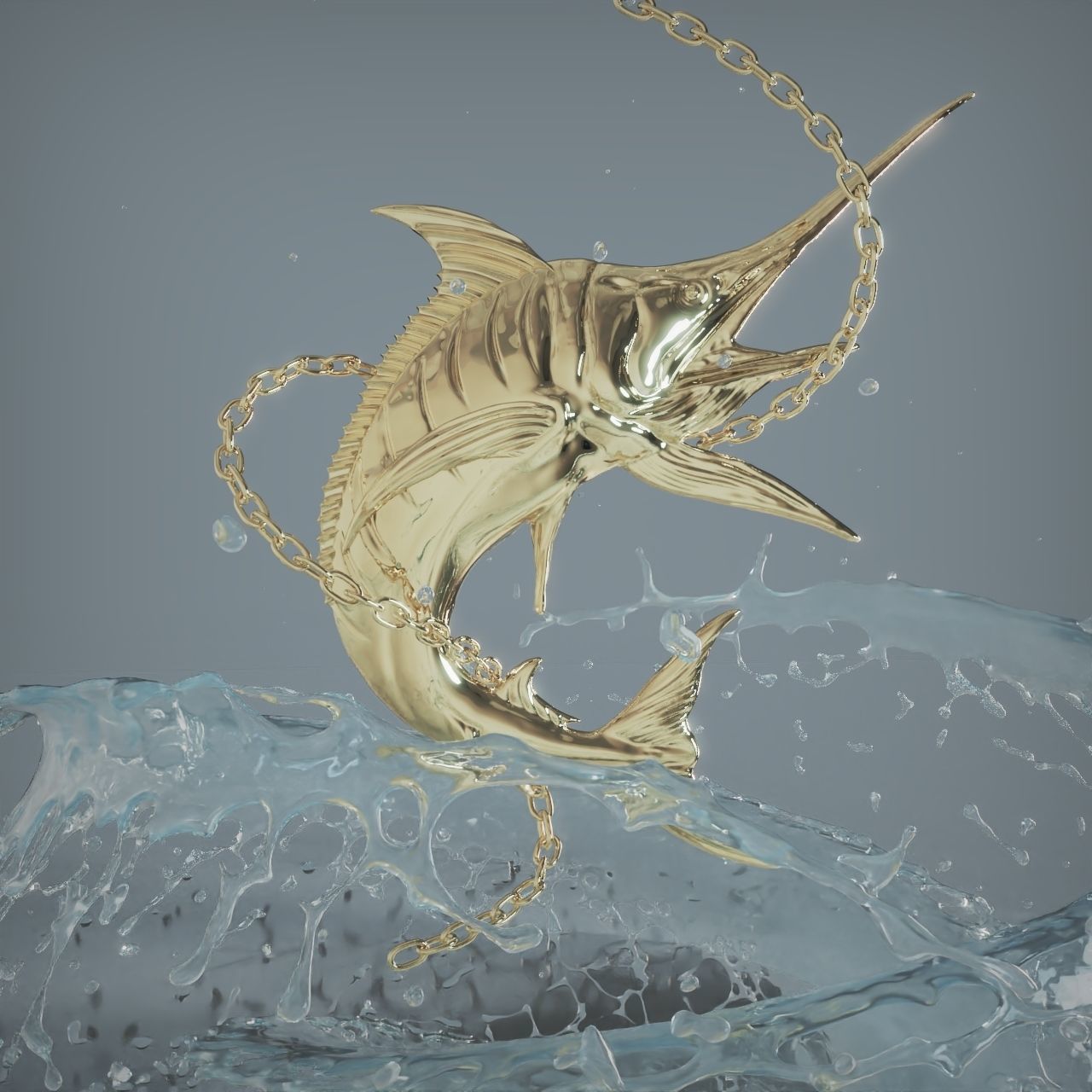 Marlin fish 3D print pendent badge model 3D model 3D printable | CGTrader