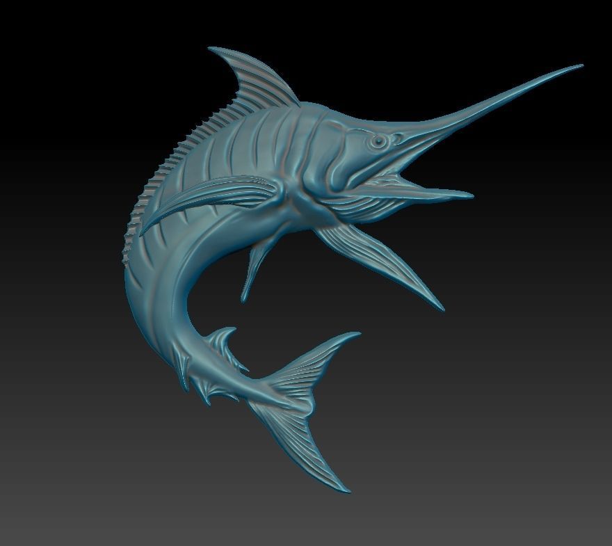 Marlin fish 3D print pendent badge model 3D model 3D printable | CGTrader