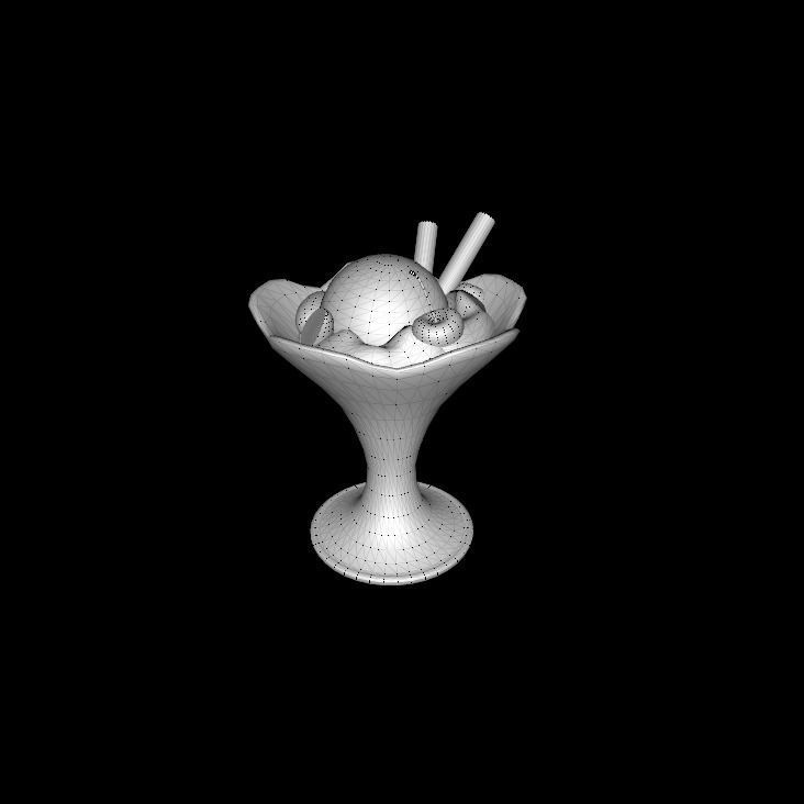 sundae with chocolate coulis 3D model | CGTrader