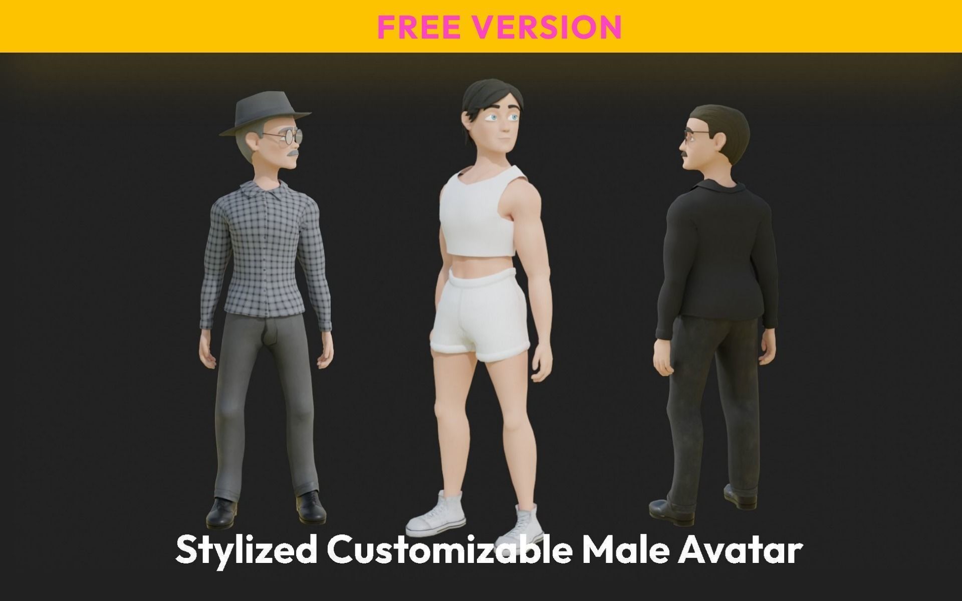 Stylized Customizable Avatar - Male - FREE free VR / AR / low-poly 3D ...