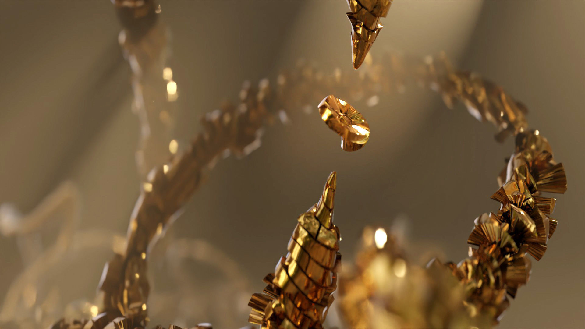 Gold Shape Abstract Scene 3D model | CGTrader