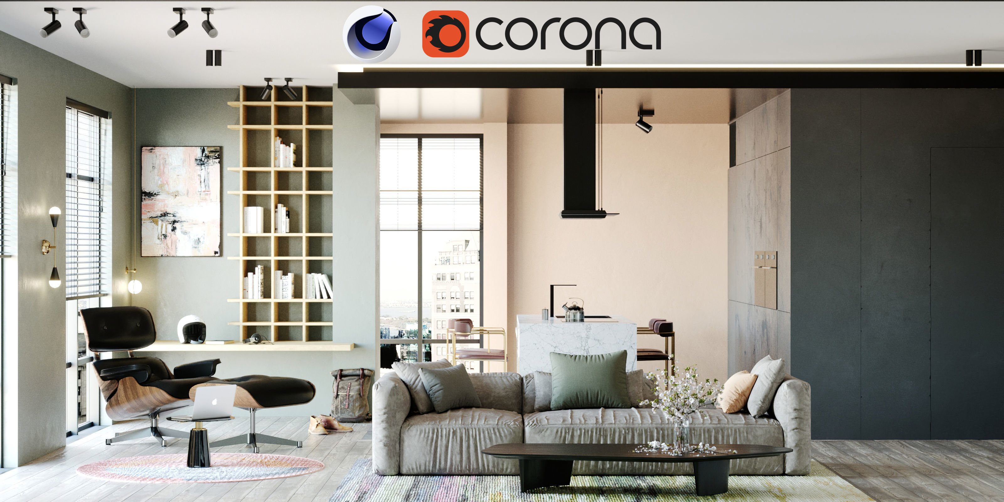 Modern Livingroom interior scene 3d model Corona renderer - C4D 3D model | CGTrader