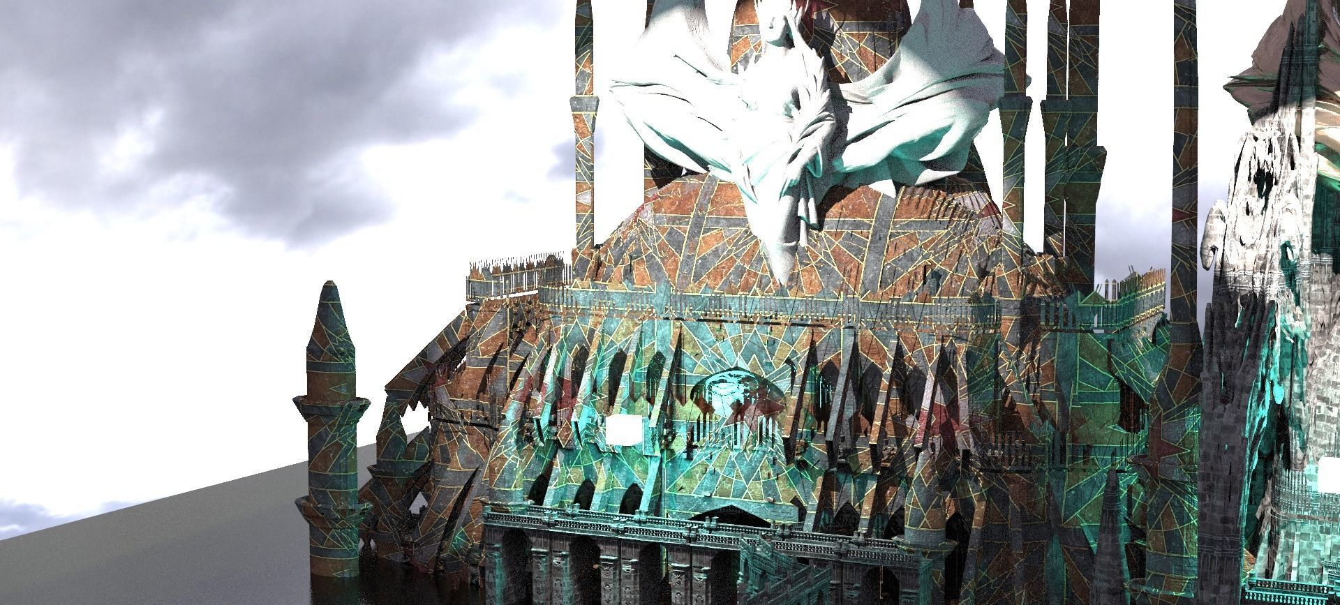 Grand Sci-Fi Warrior Monks Temple 3D model | CGTrader