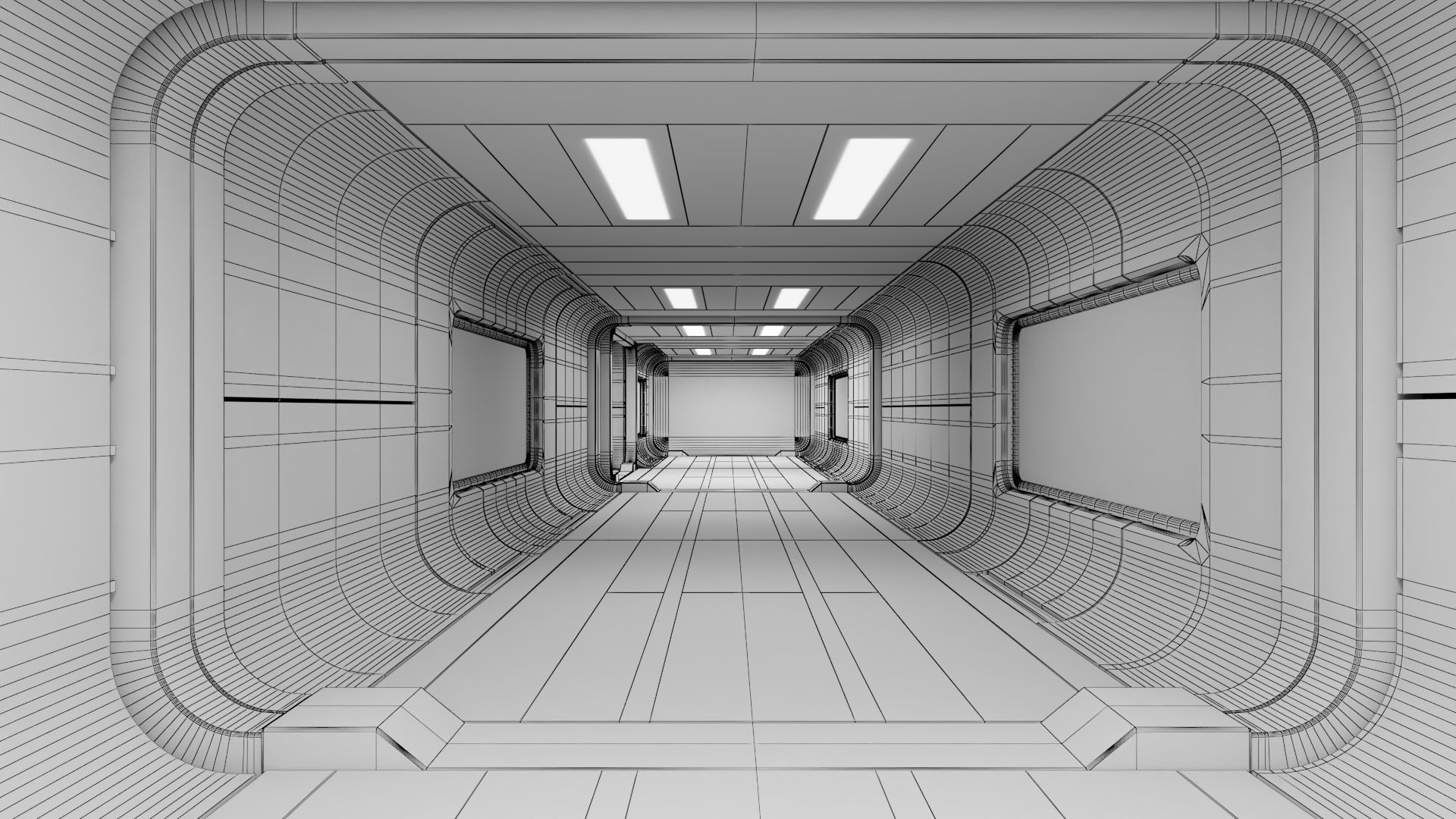 3D model Sci-Fi corridor VR / AR / low-poly | CGTrader