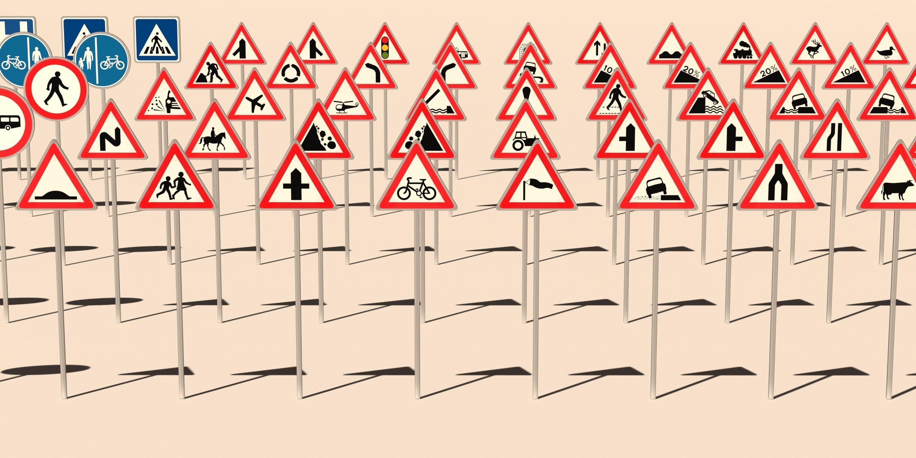 3D model 115 Traffic Signs VR / AR / low-poly | CGTrader