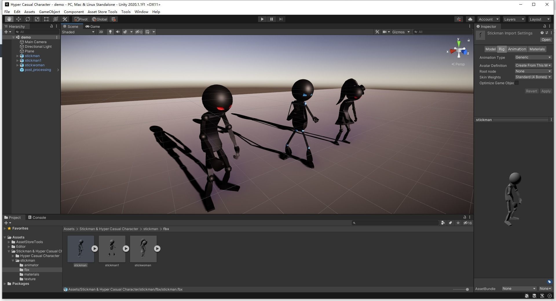 3D model Stickman character VR / AR / low-poly rigged animated | CGTrader