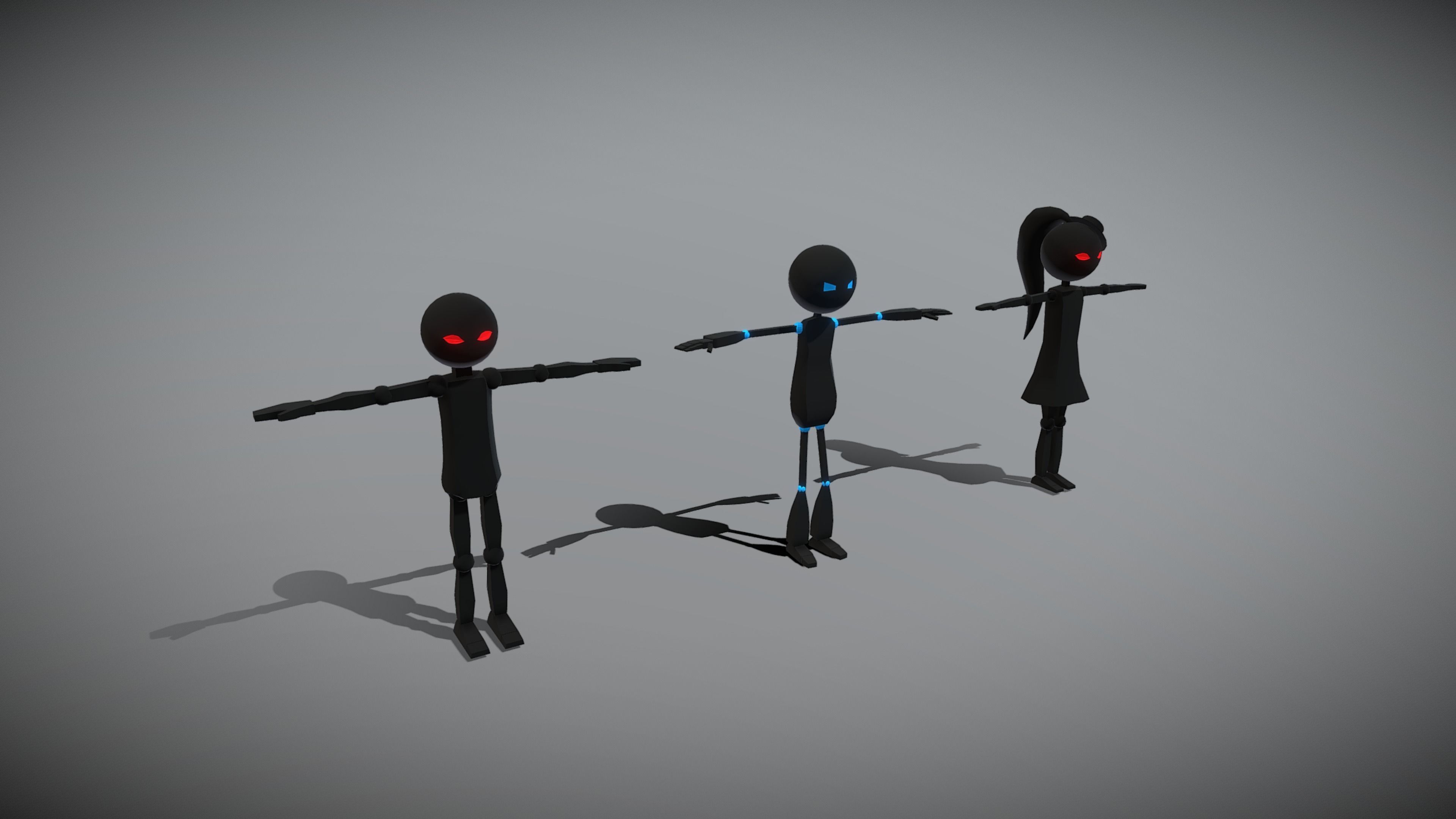 3D model Stickman character VR / AR / low-poly rigged animated | CGTrader