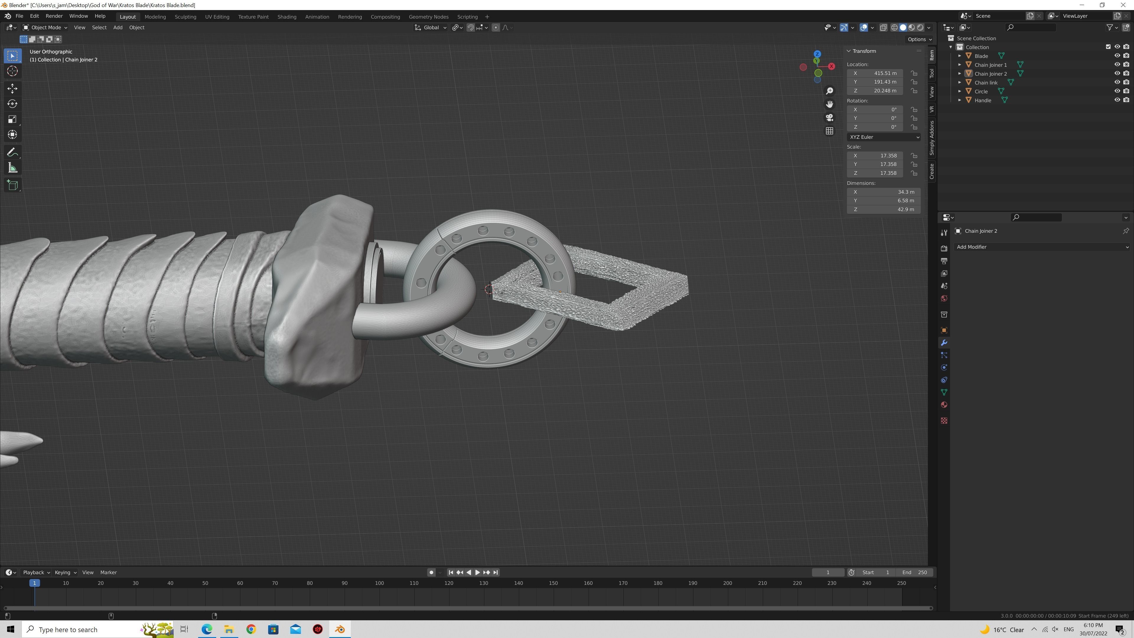 Cosplay Removable Chain Link 3D model 3D printable | CGTrader