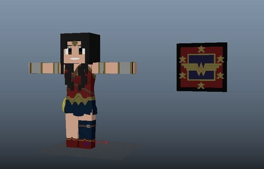 3D model Wonder Woman Minecraft 3D Character Rigged VR / AR / low-poly ...