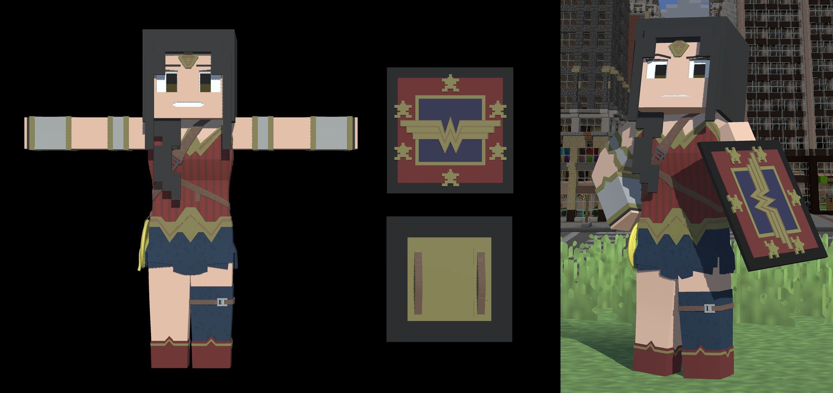 3D model Wonder Woman Minecraft 3D Character Rigged VR / AR / low-poly ...